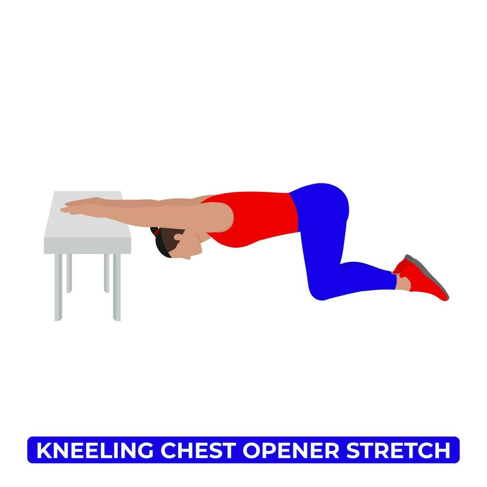 Vector Man Doing Kneeling Chest Opener Stretch Thoracic Extension Lats Stretch An Educational