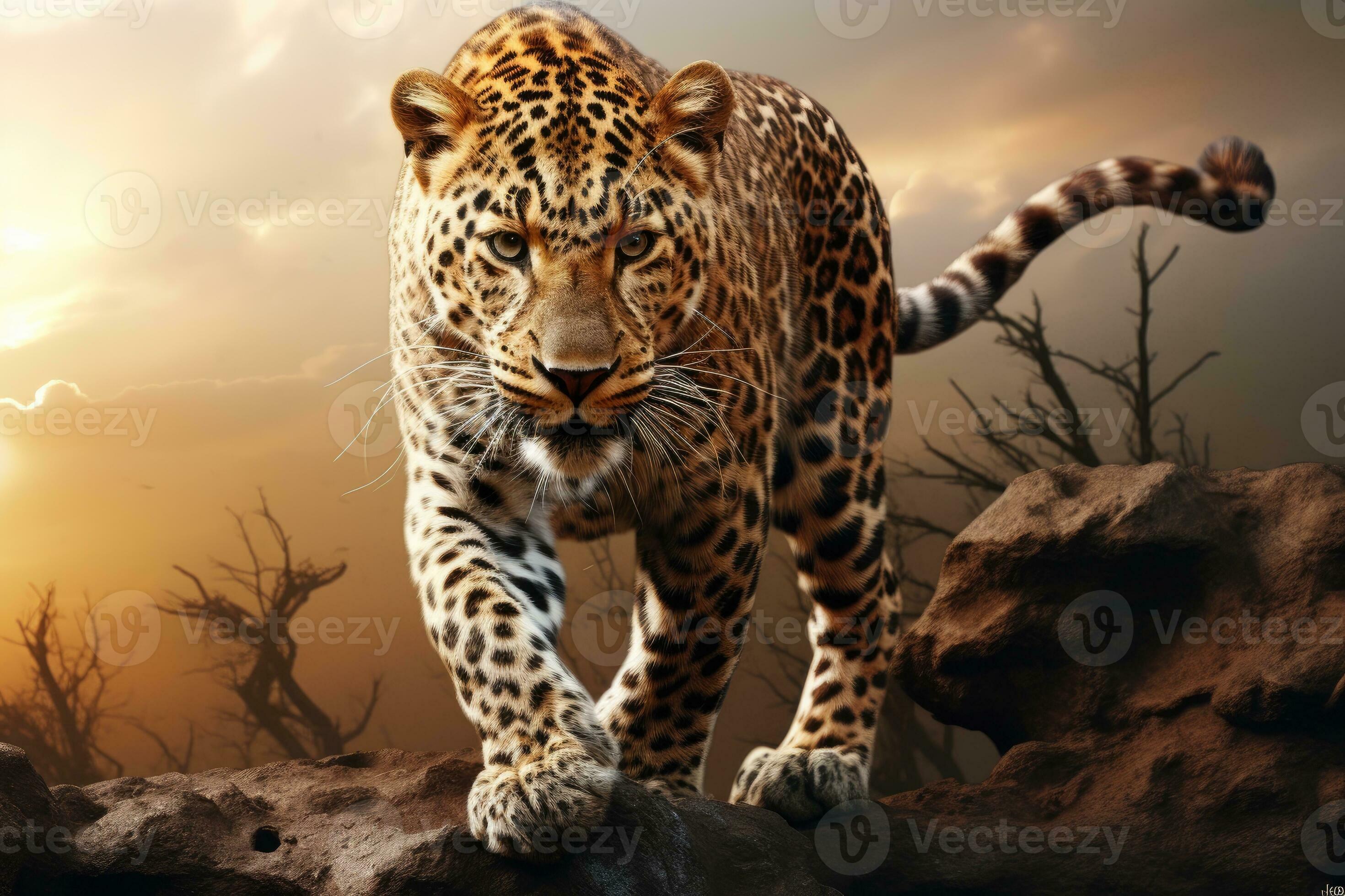 AI generated Close up of a roaring leopard isolated of transparent ...
