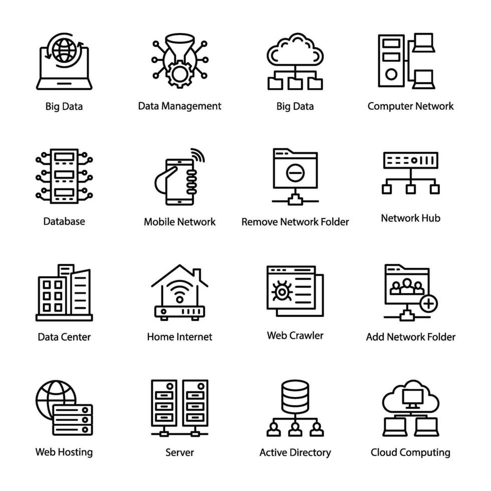 Computer Data and Networks Line Vector Icons 36028114 Vector Art at ...