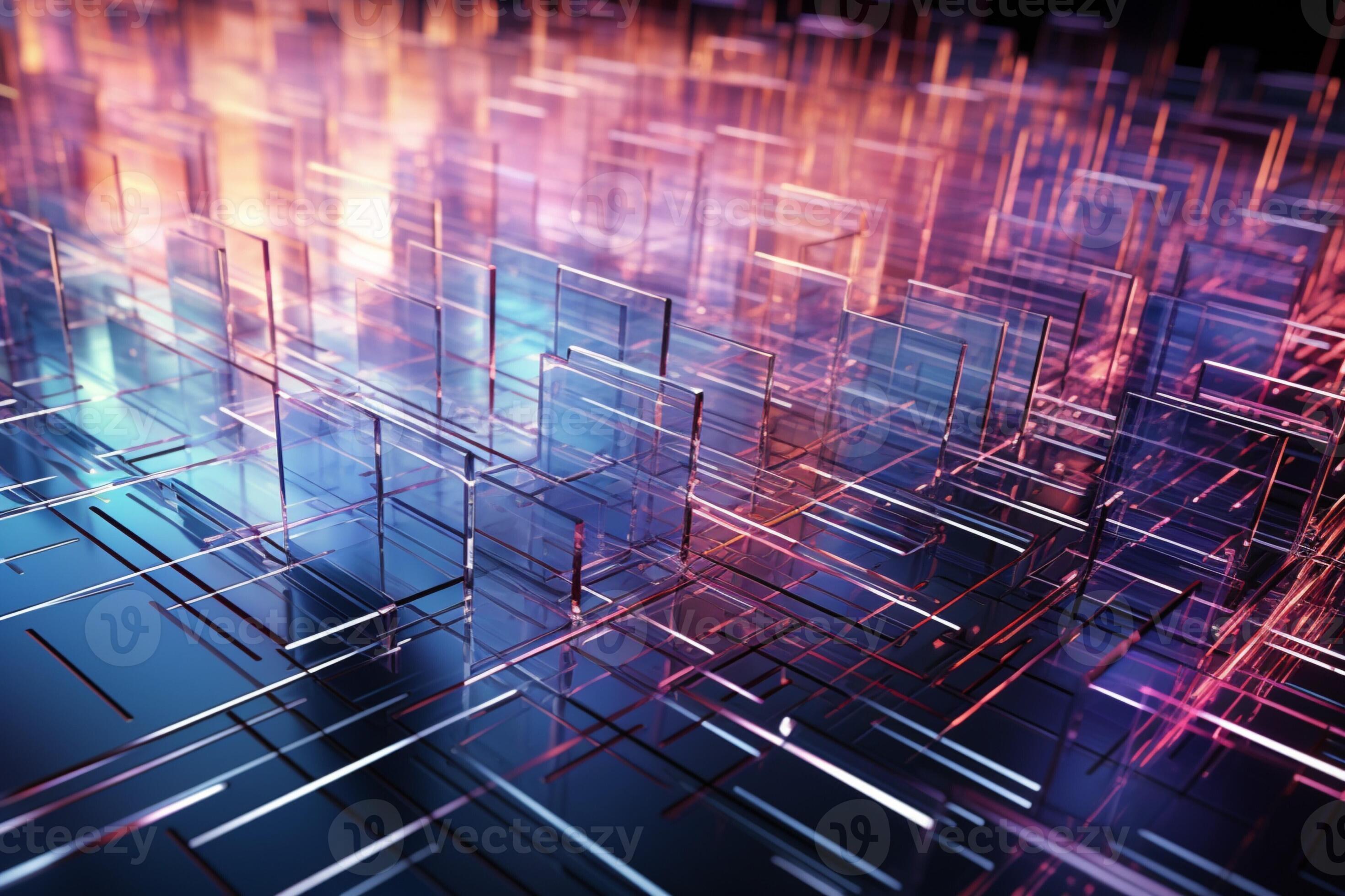 Ai Generated 3d Rendering Cube And Grid Space Futuristic Visual Abstraction 36031028 Stock