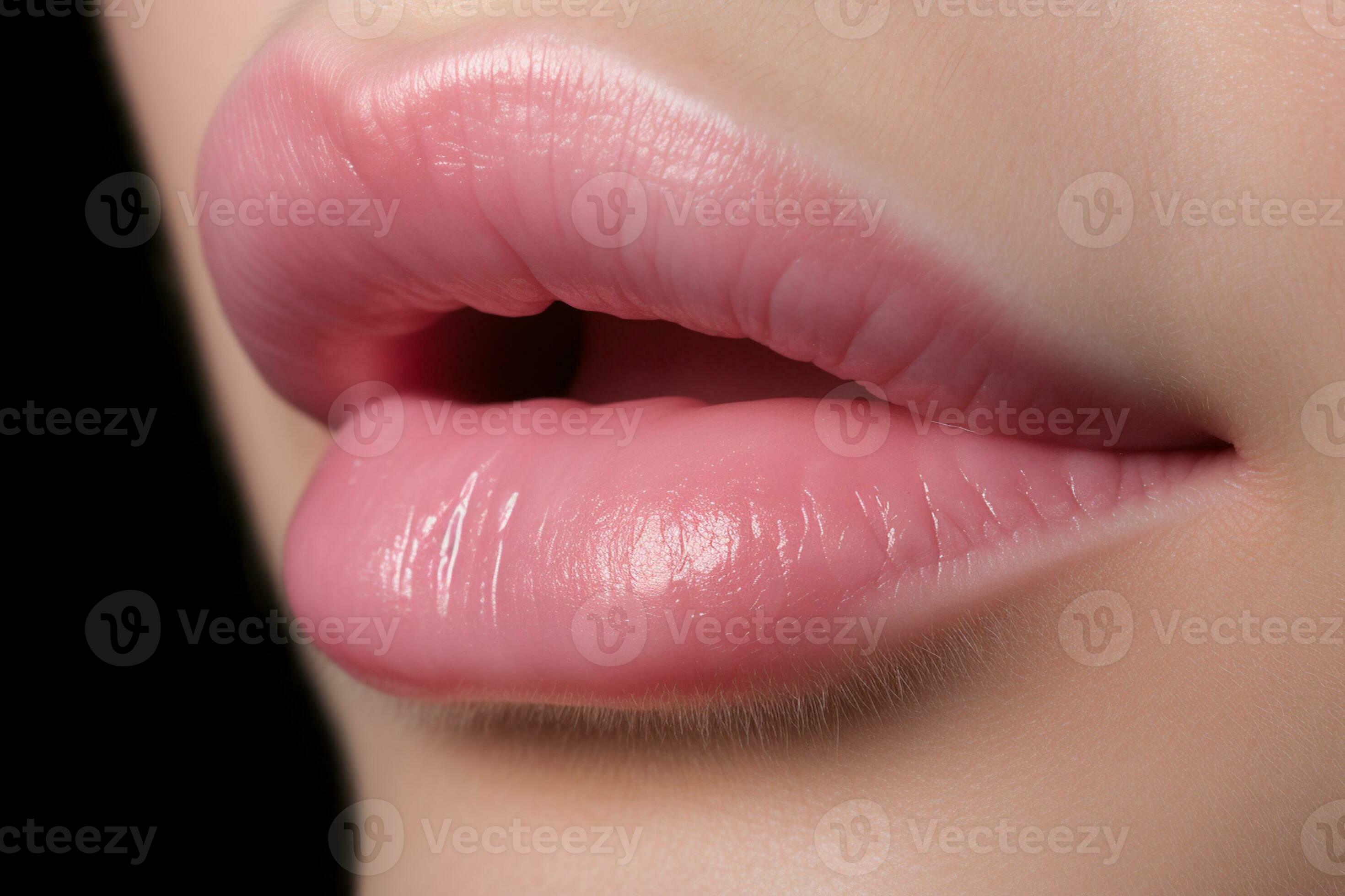 AI generated a close up of a woman's pink lips with Generative AI 36032950 Stock Photo at Vecteezy