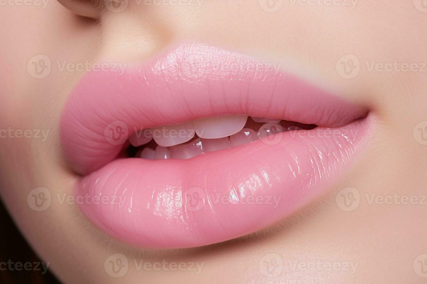 AI generated a close up of a woman's pink lips with Generative AI 36032956 Stock Photo at Vecteezy