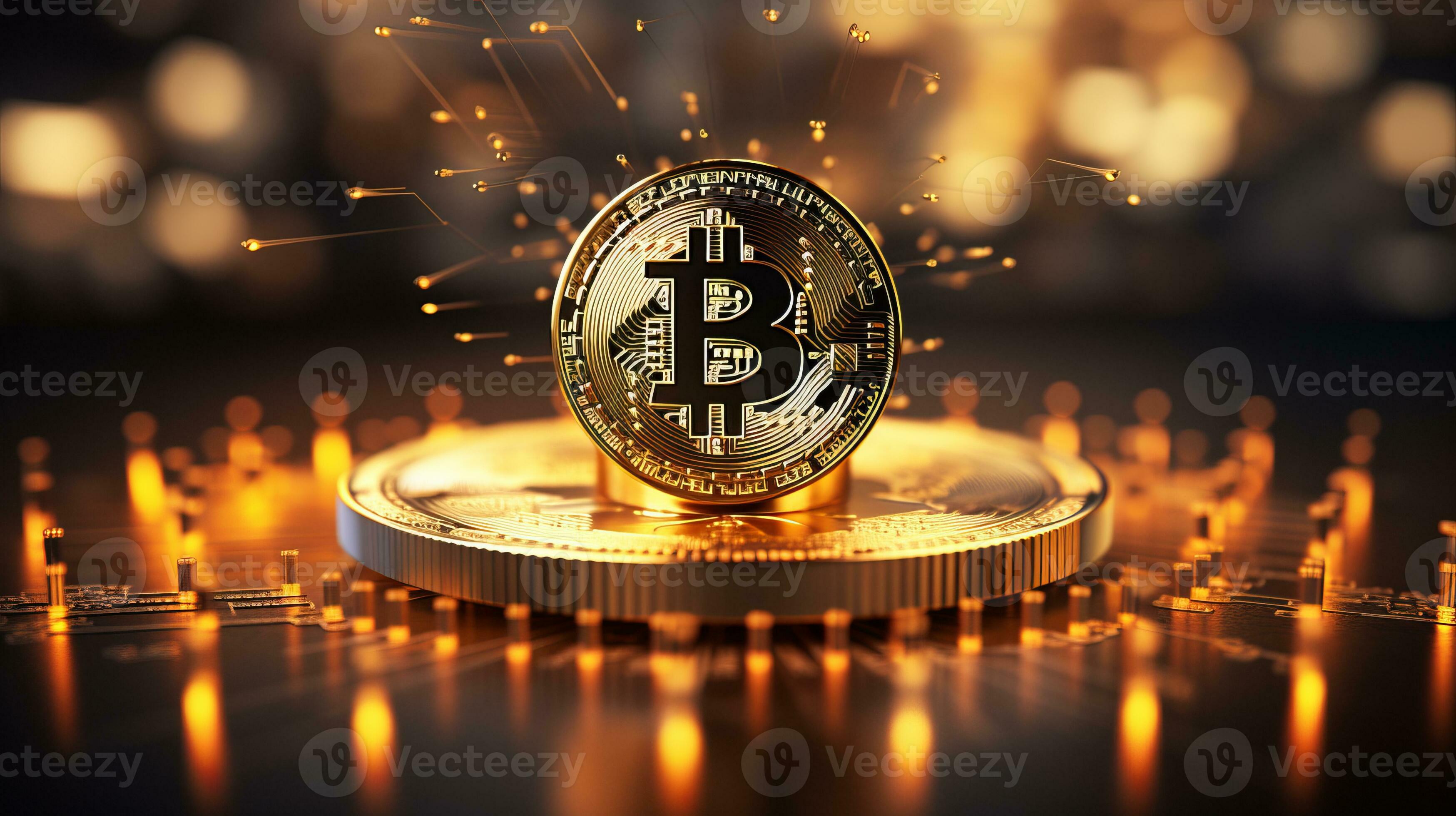 AI generated Bitcoin catalyst for the digital financial revolution with futuristic ...