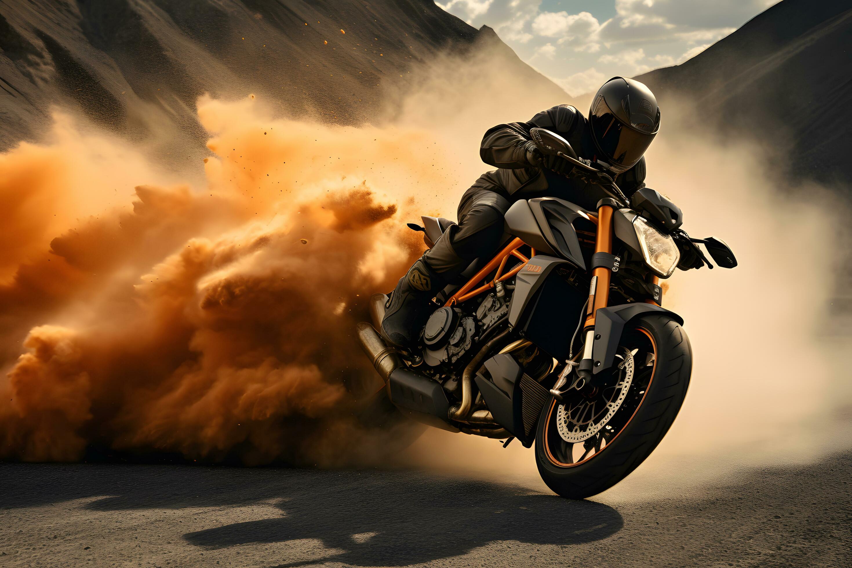 AI generated Motorcycle rider in action on the race track 36037261 ...