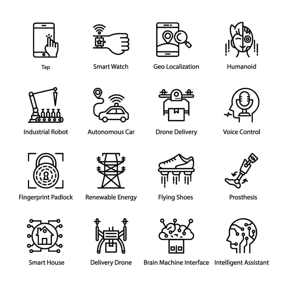 AI and Robotics Line Vector Icons Set 36039377 Vector Art at Vecteezy