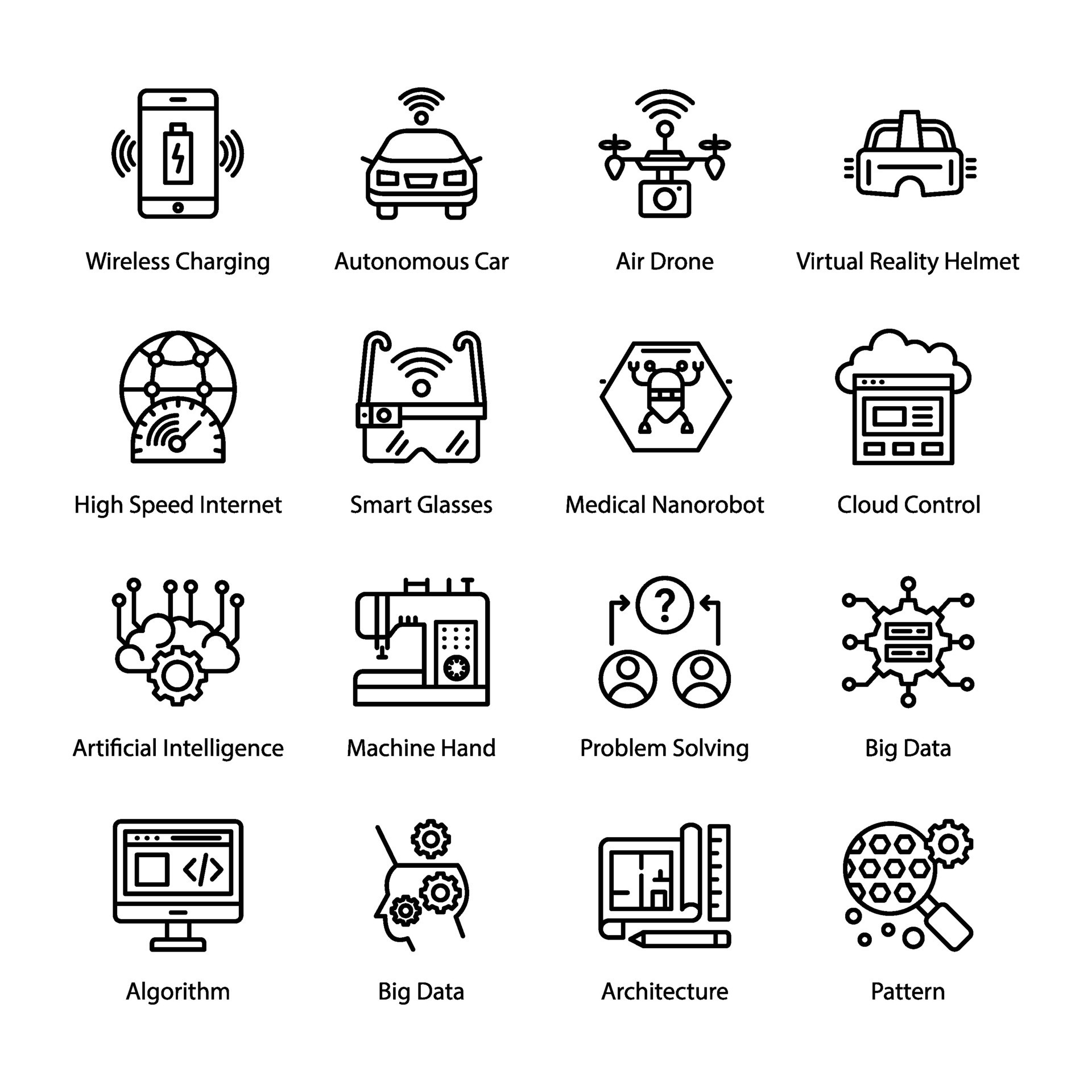 Robotics Line Vector Icons Set 36039389 Vector Art at Vecteezy