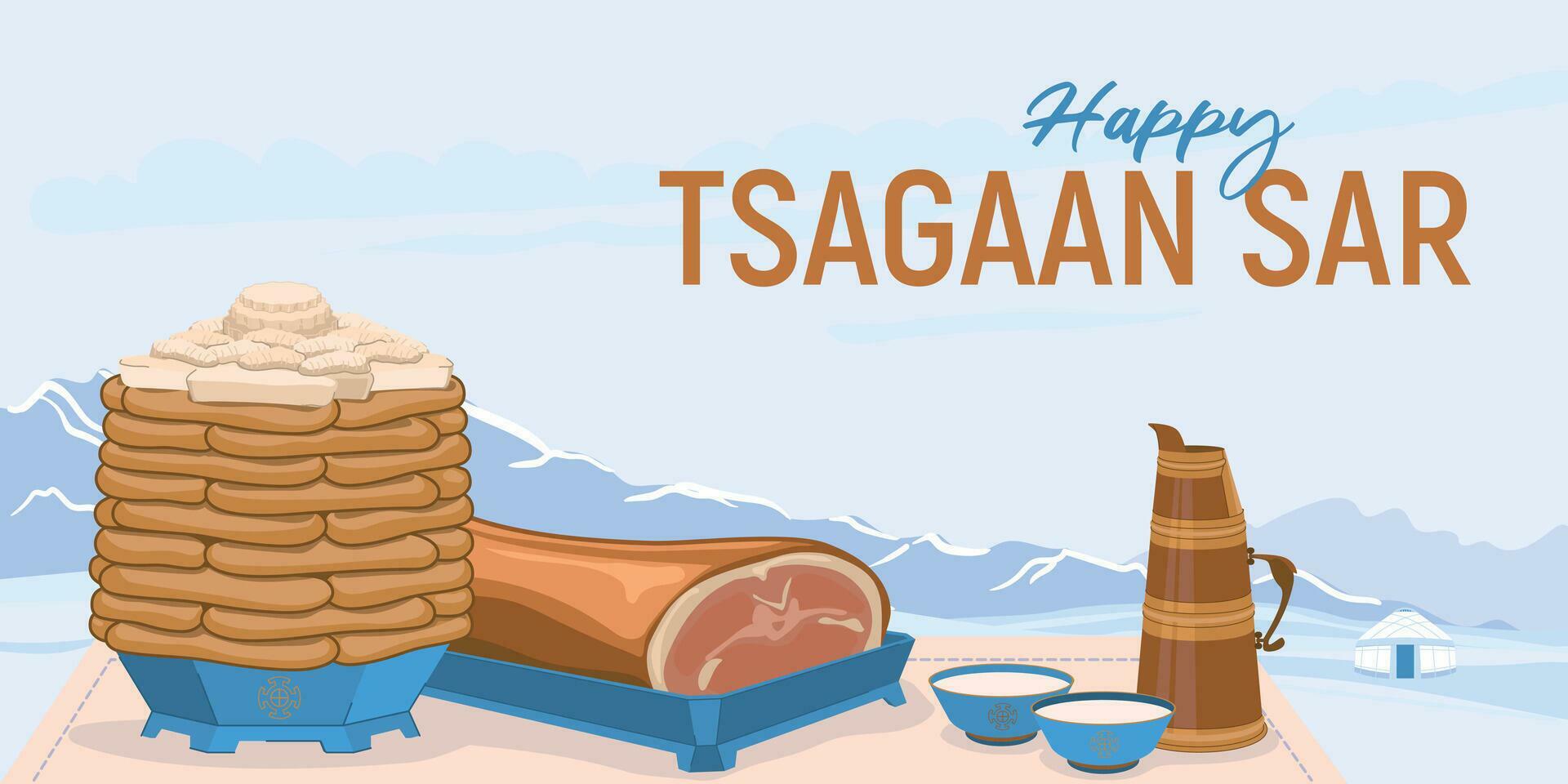 Traditional dishes for the celebration of the Mongolian New Year - Tsagaan Sar. Pies and cottage ...