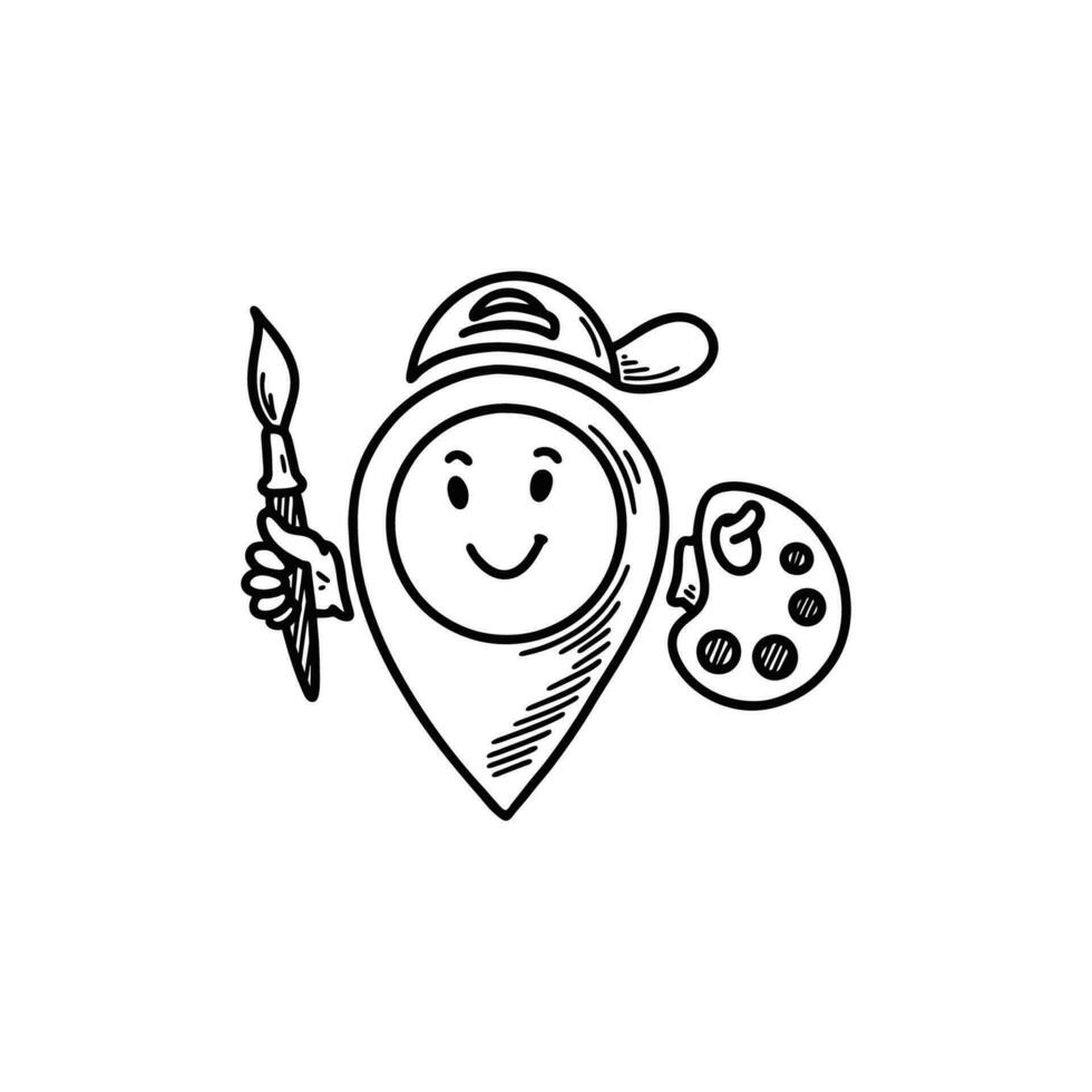 Cute line doodle art shop location pin emoji. Freehand sketch pinpoint ... Cute line doodle art shop location pin emoji. Freehand sketch pinpoint ...