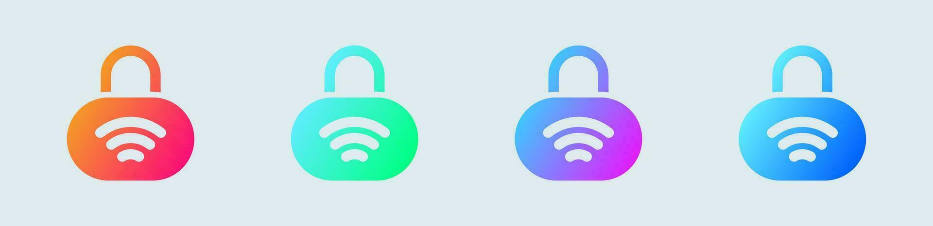 Smart Lock Solid Icon In Gradient Colors Digital Security Signs Vector