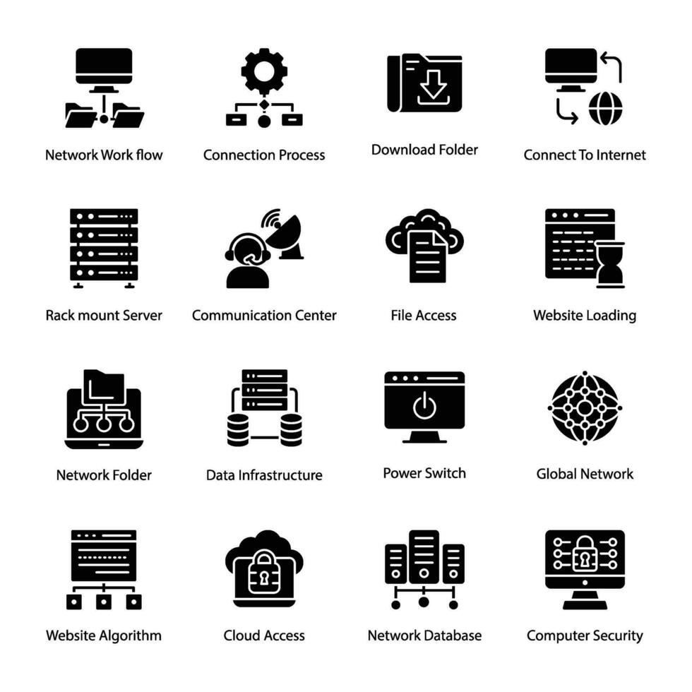 Computer Networks Glyph Vector Icons 36044036 Vector Art at Vecteezy