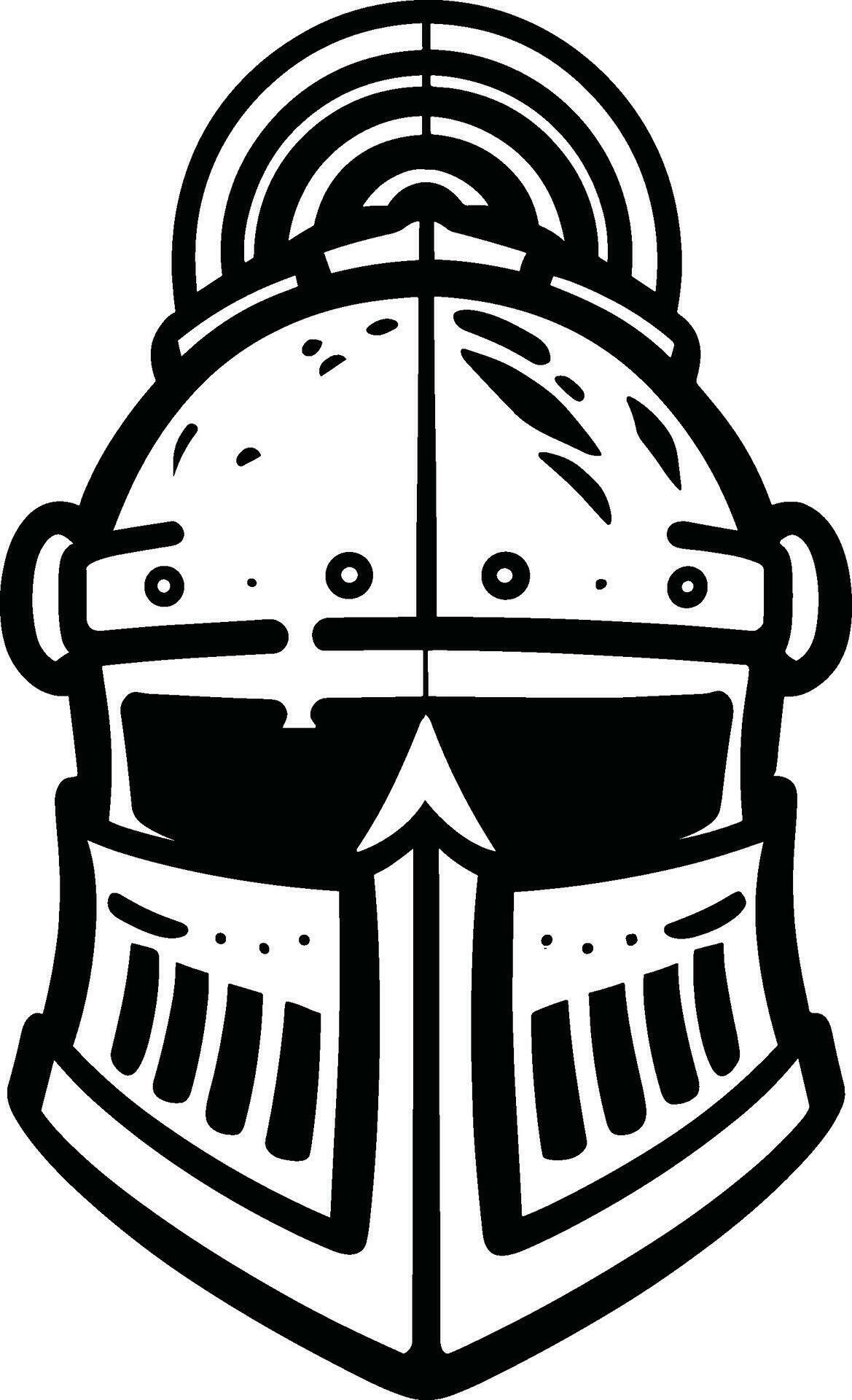 Medieval knight helmet black and white vector graphic isolated on white clean and crisp art ...