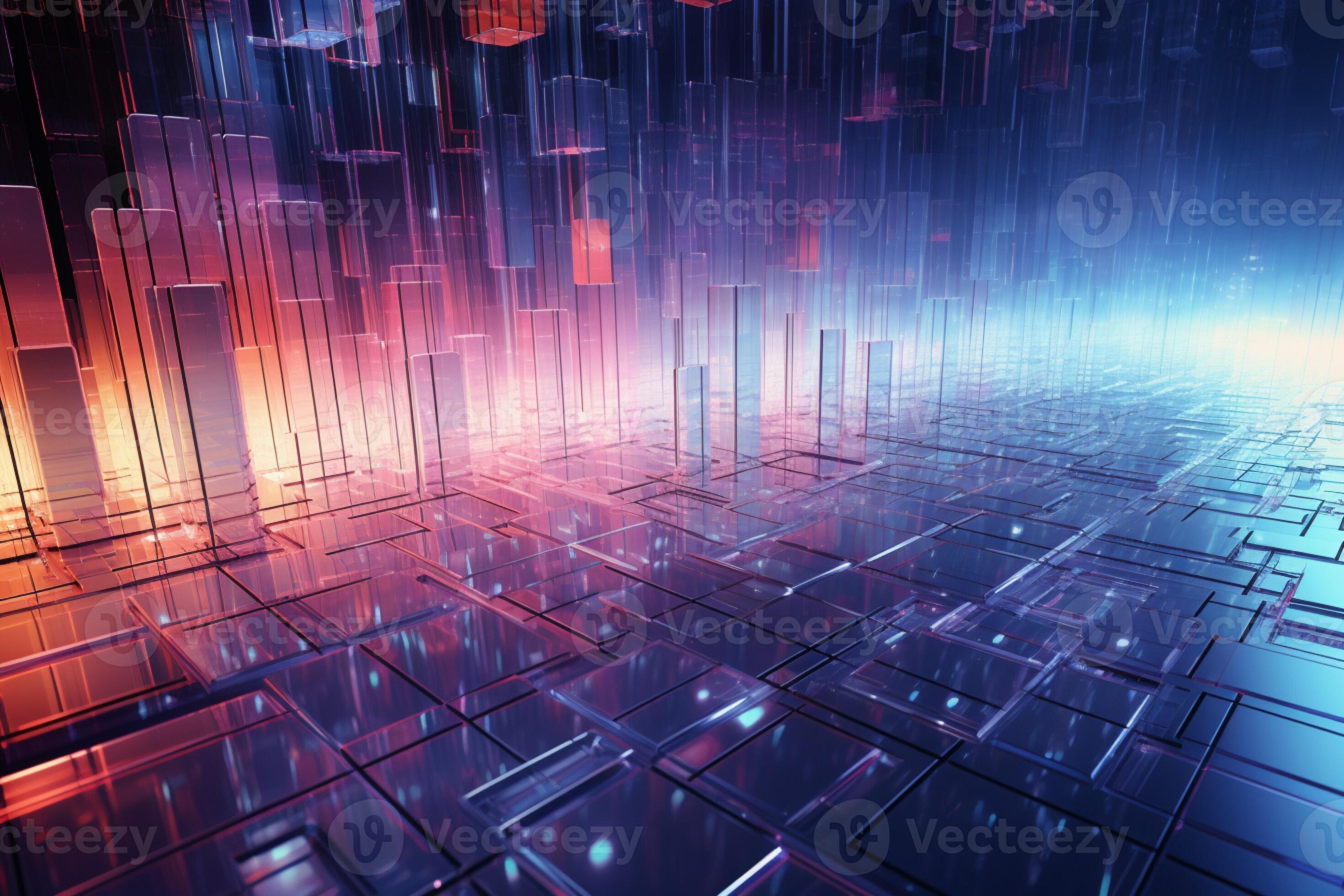 Ai Generated 3d Rendering Cube And Grid Space Futuristic Visual Abstraction 36046708 Stock