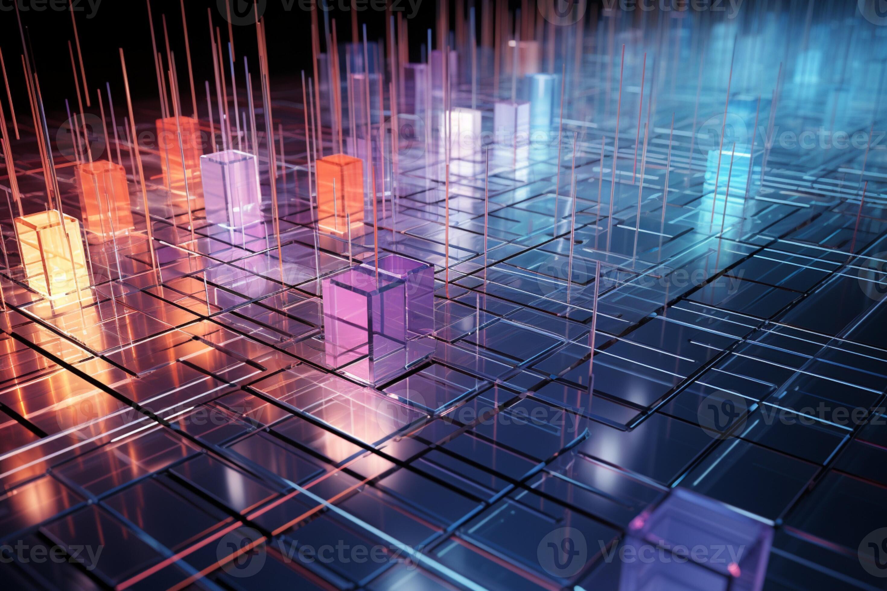 Ai Generated Visual Exploration Cube And Grid Space Depicted In 3d Rendering 36046857 Stock