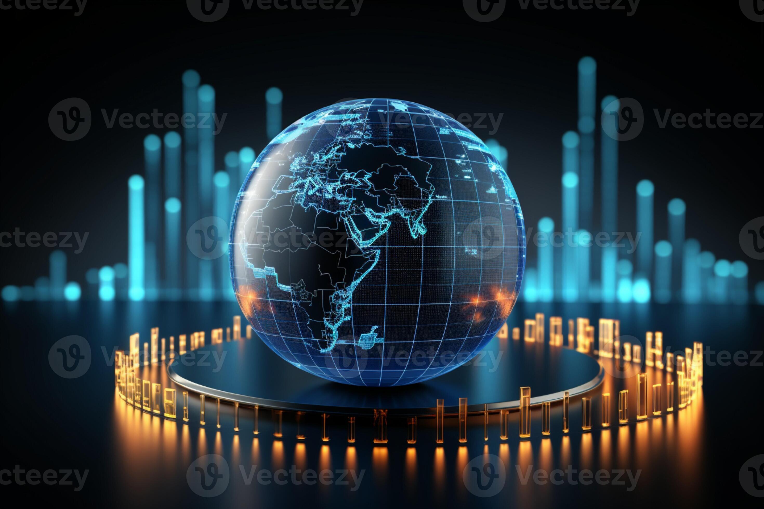 AI generated Financial insight 3D rendering of digital earth with dynamic graph 36046901 Stock ...