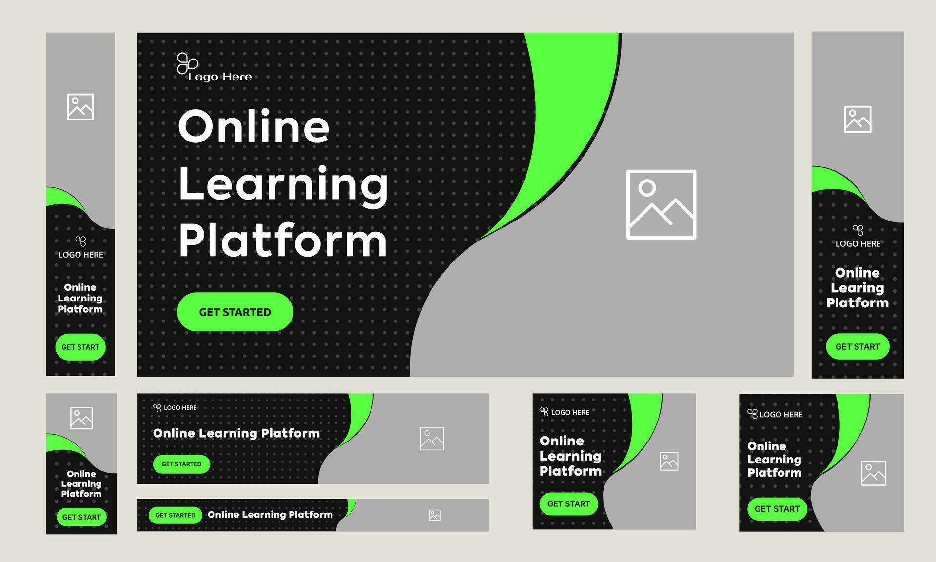 Fully customizable vector online learning web bundle banner design ...