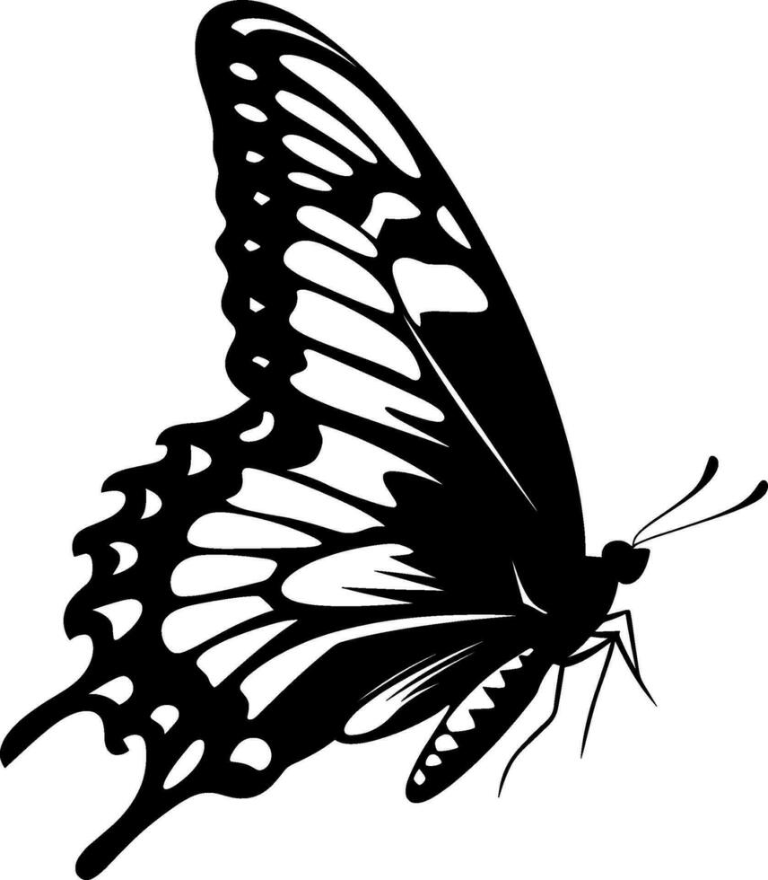 AI generated Monarch butterfly silhouette, side view. Vector ... AI generated Monarch butterfly silhouette, side view. Vector ...