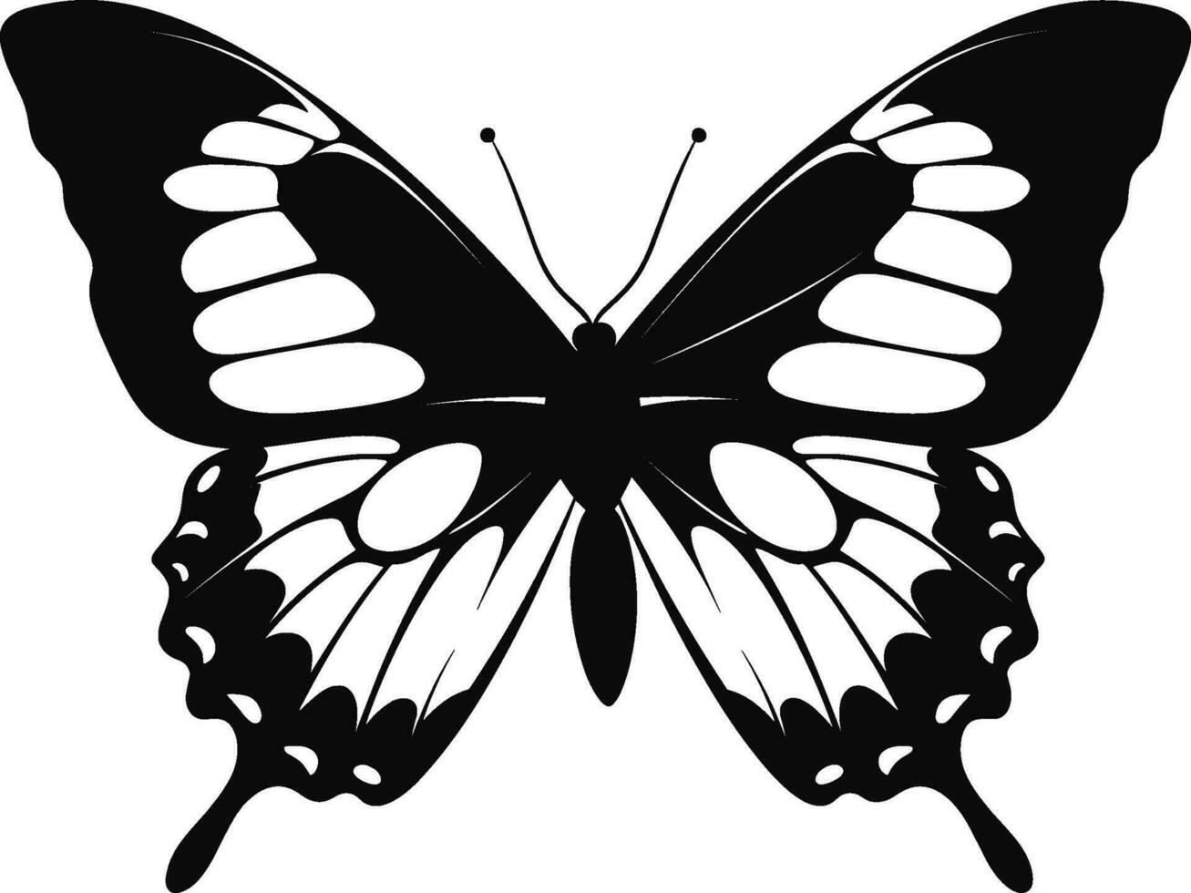 AI generated Monarch butterfly silhouette, side view. Vector ... AI generated Monarch butterfly silhouette, side view. Vector ...