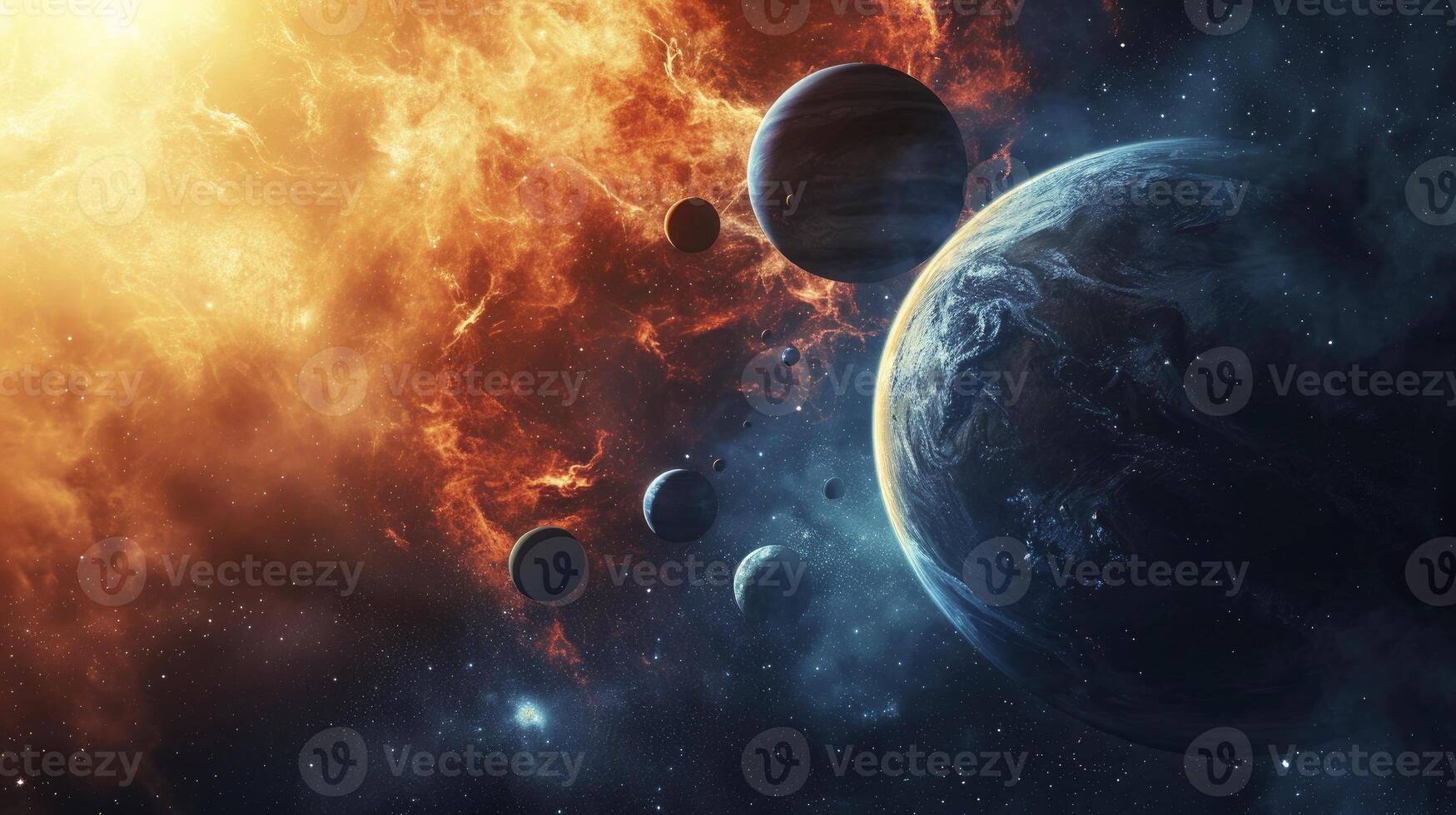 AI generated Astrological background with planets and copy space ...