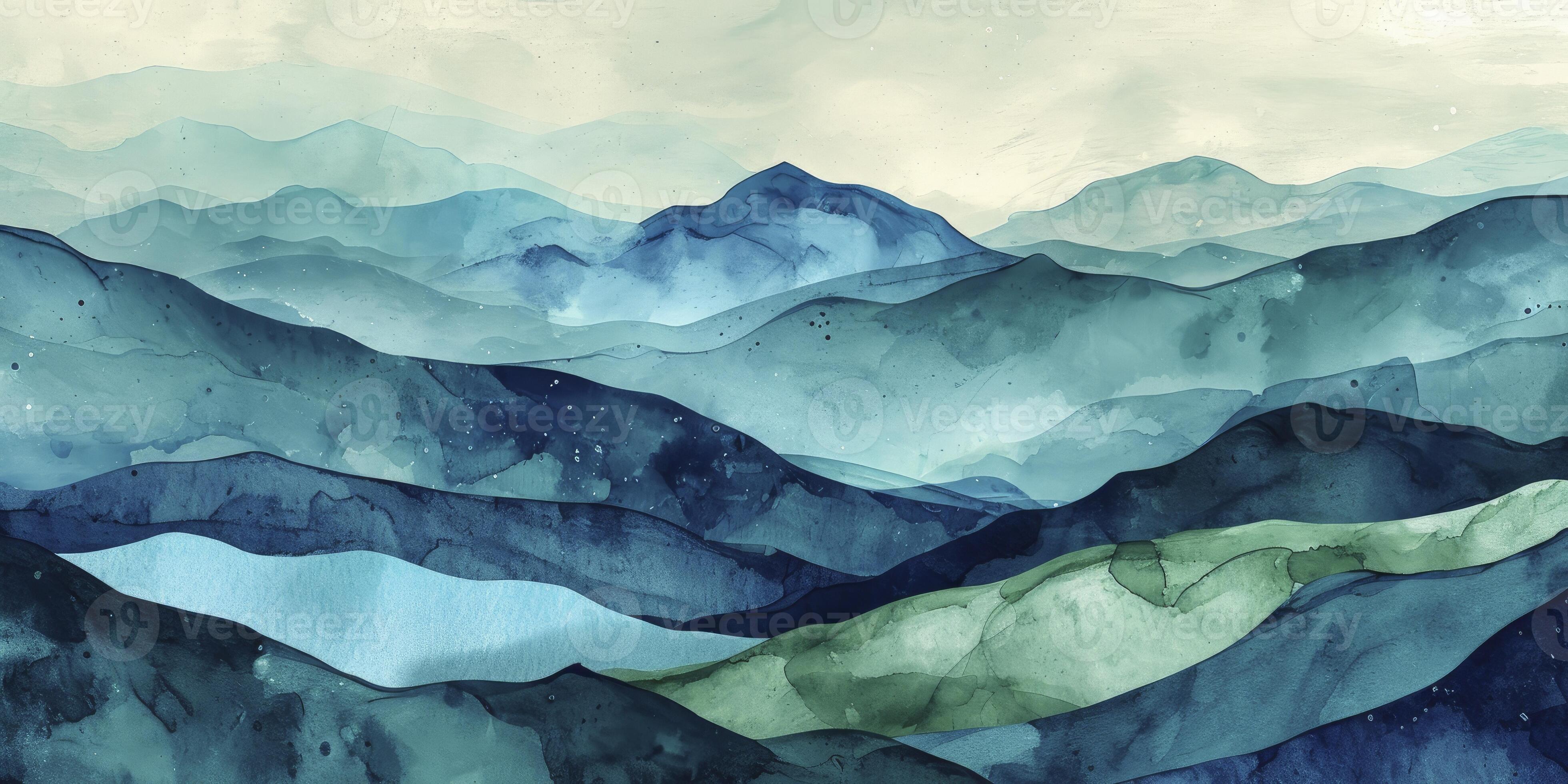 AI generated Minimalistic landscape art background with mountains and ...