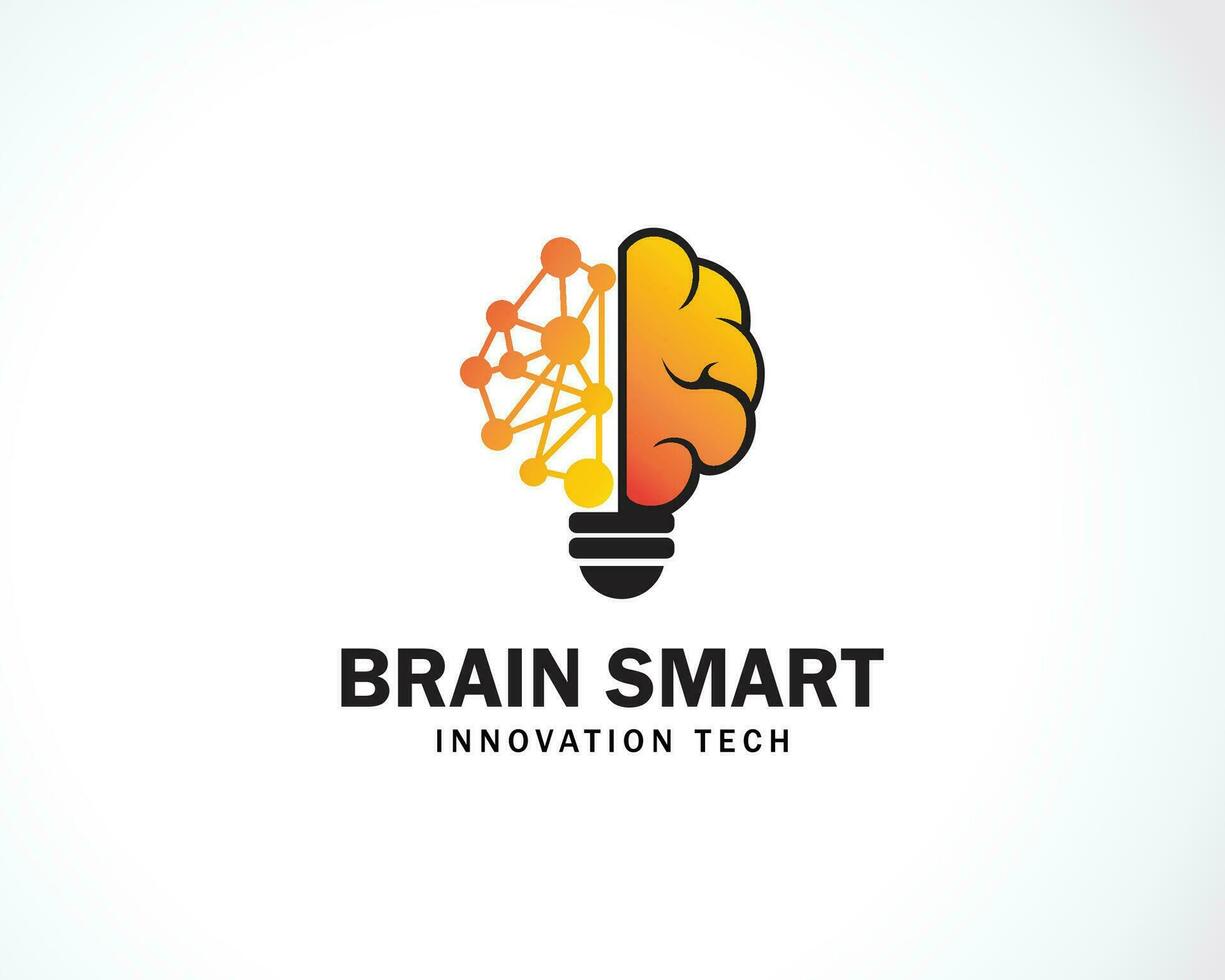 brain smart logo creative bulb innovation technology connect network ...