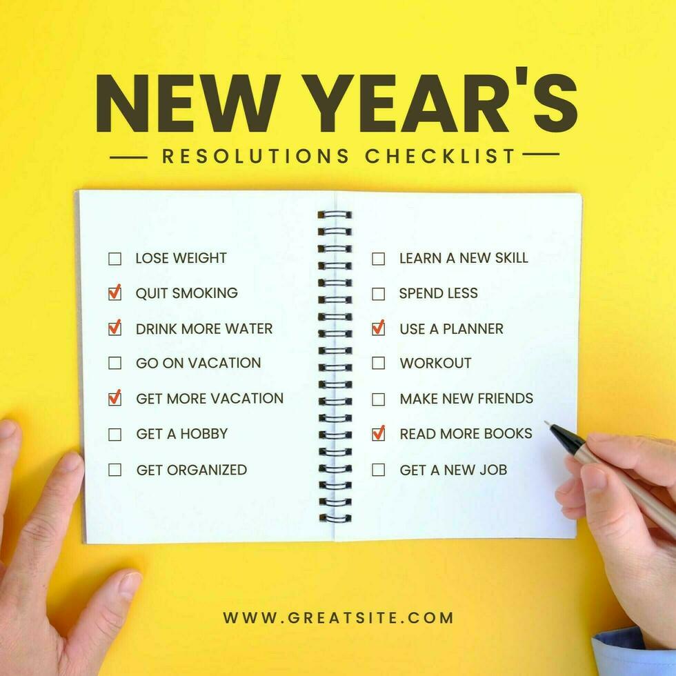 Simple New Year's Resolution List Linkedin Post 36068310 Template