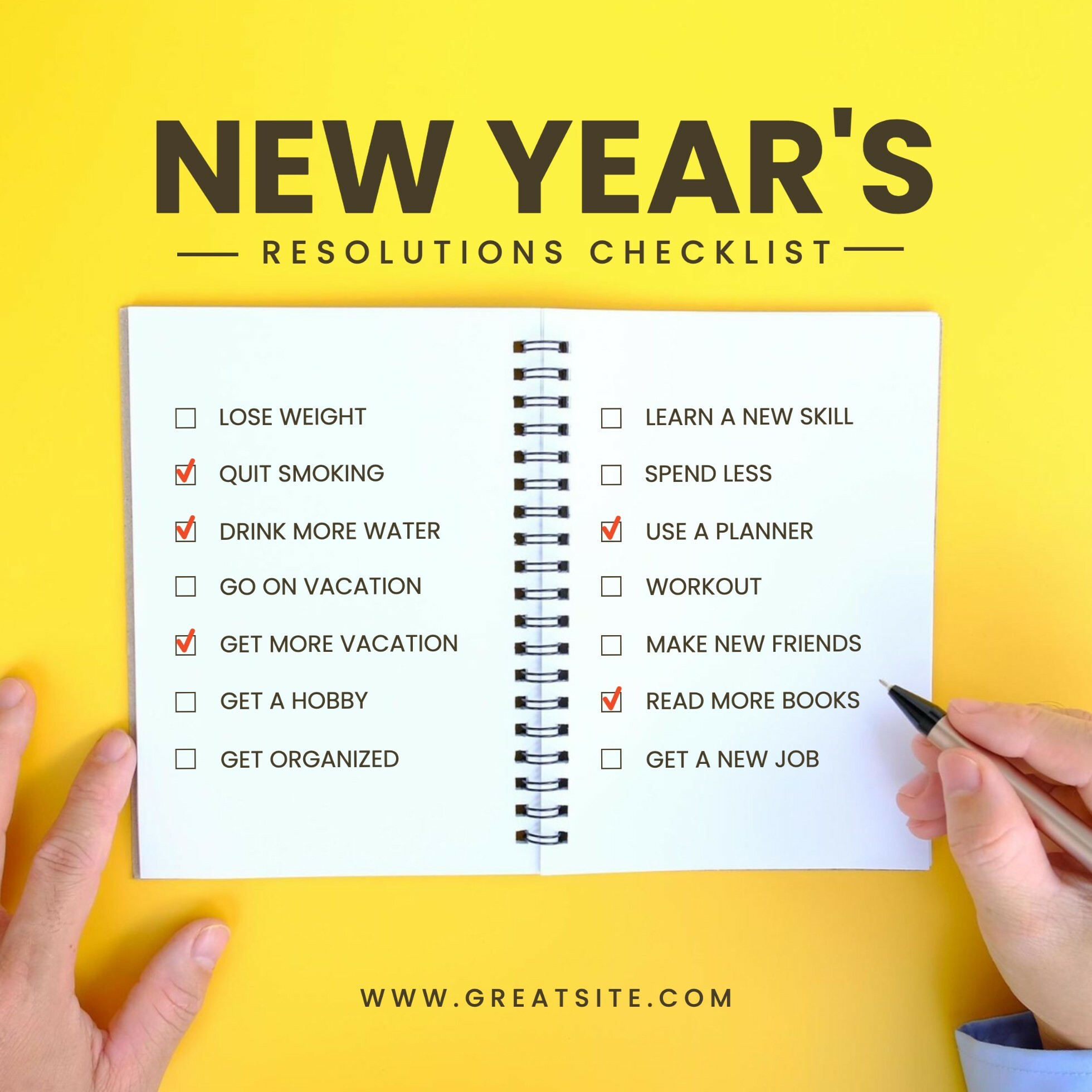 Simple New Year's Resolution List Linkedin Post 36068310 Template
