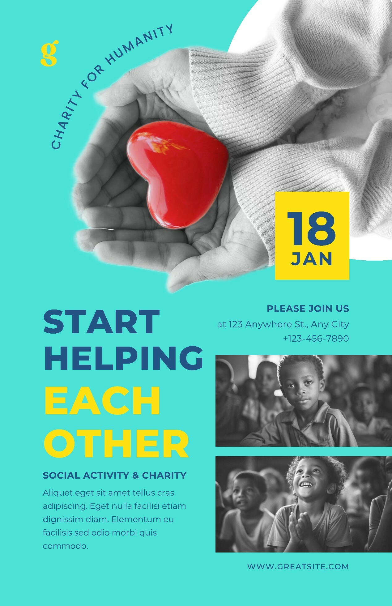 Turquoise Modern Charity Poster 36068316 Template turquoise-modern-charity-poster-36068316-template