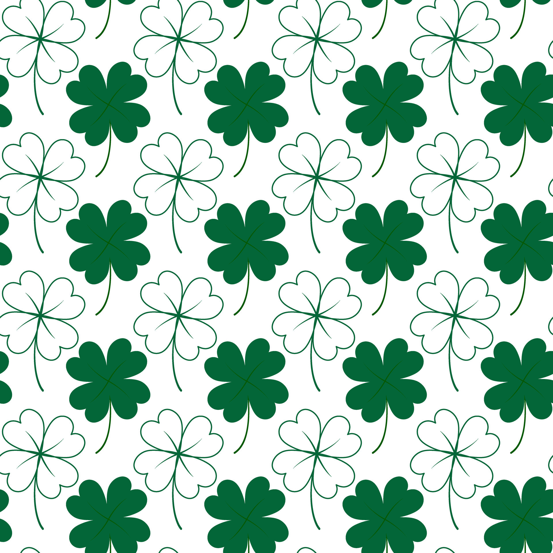 Seamless pattern of four leaf clover. Contour and color drawn design concept for many various ...