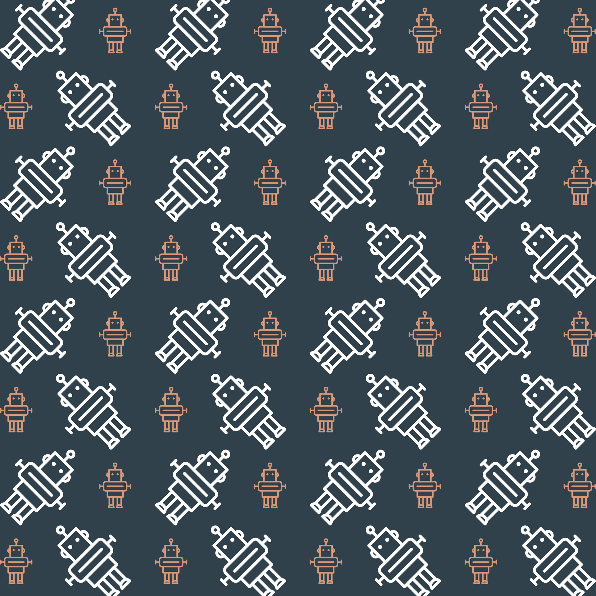 Robot colorful repeating trendy pattern vector illustration background ...