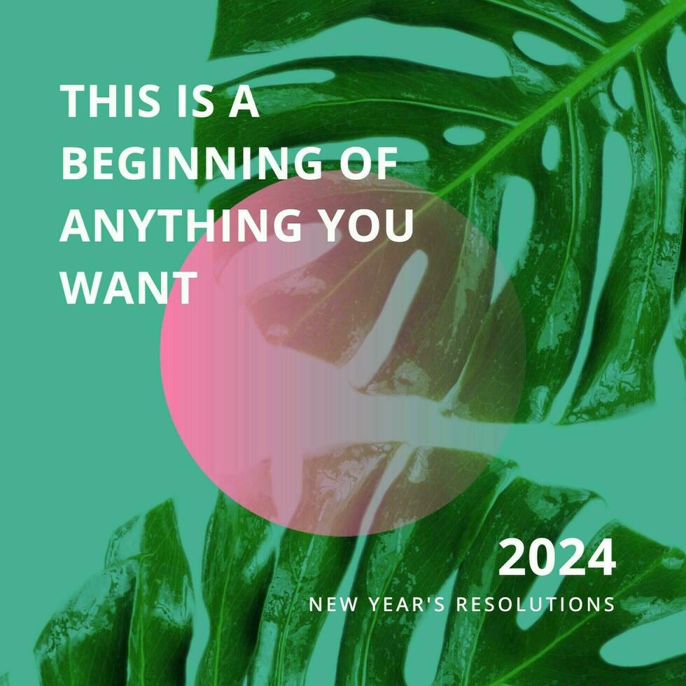new year resolution social media post with green leaf 36074522 Template