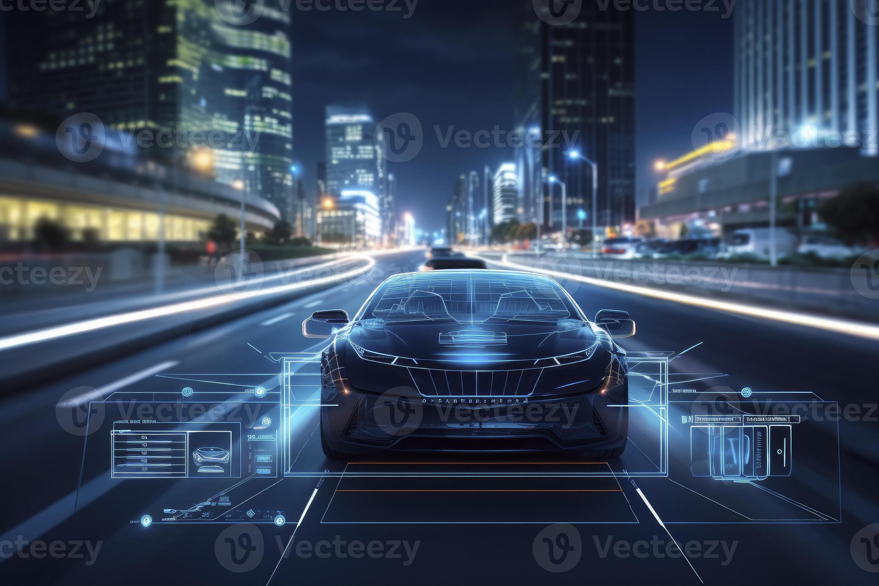 Ai Generated Modern Smart Car Technology Intelligent System Using Heads Up Display Hud