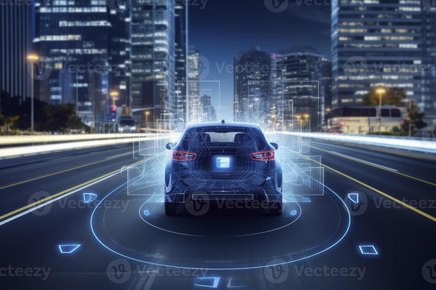 Ai Generated Modern Smart Car Technology Intelligent System Using Heads Up Display Hud