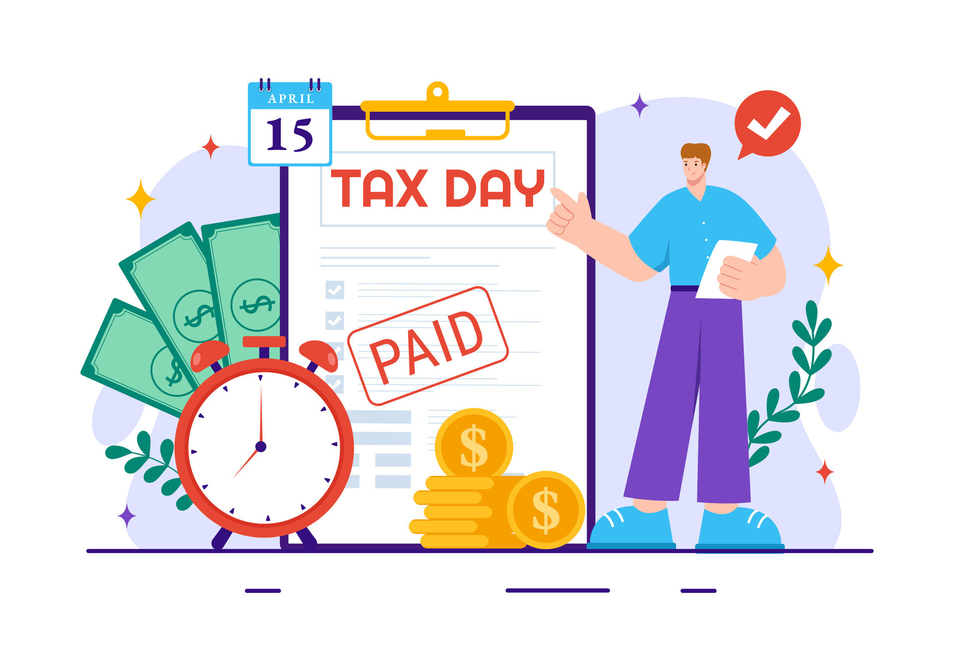 Happy Tax Day Vector Illustration on 15 April with Clipboard Tax Form ... Happy Tax Day Vector Illustration on 15 April with Clipboard Tax Form ...
