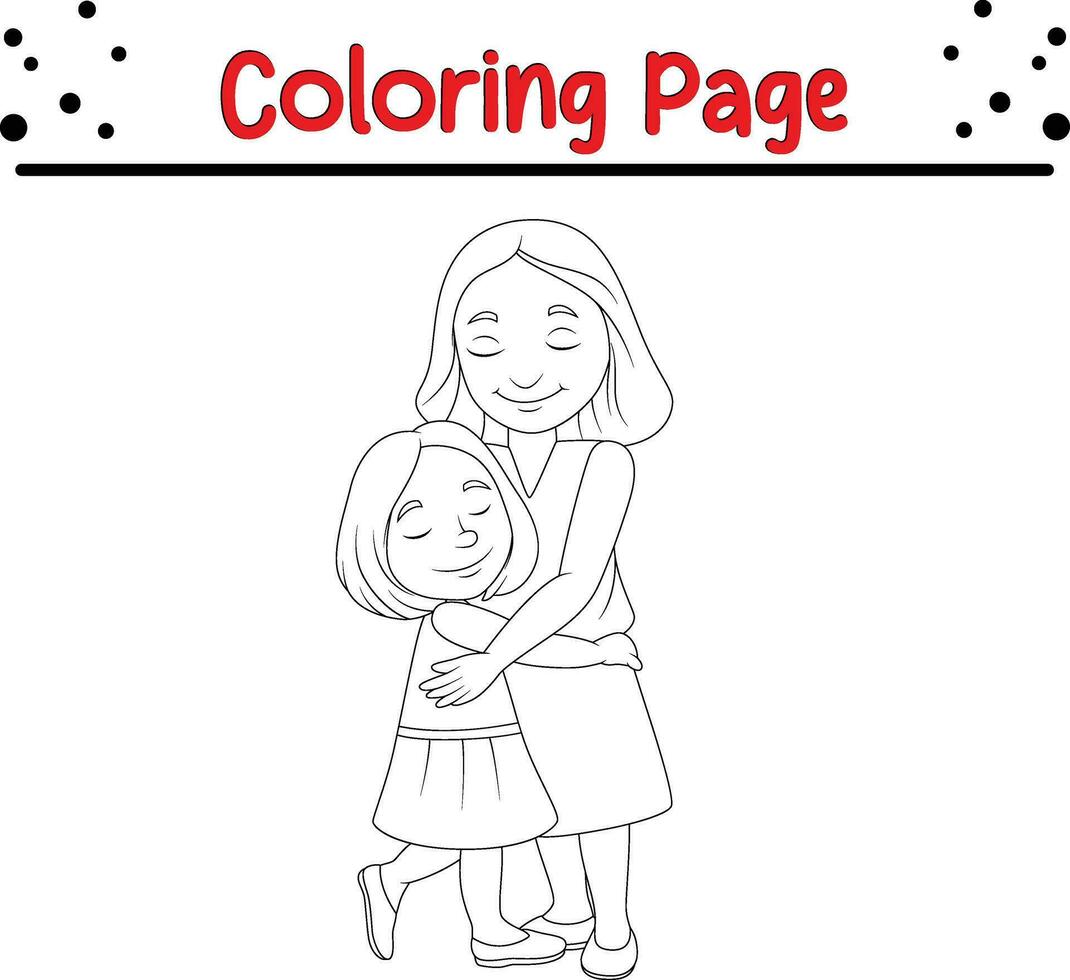 Coloring page mother hugging her Daughter 36077528 Vector Art at Vecteezy
