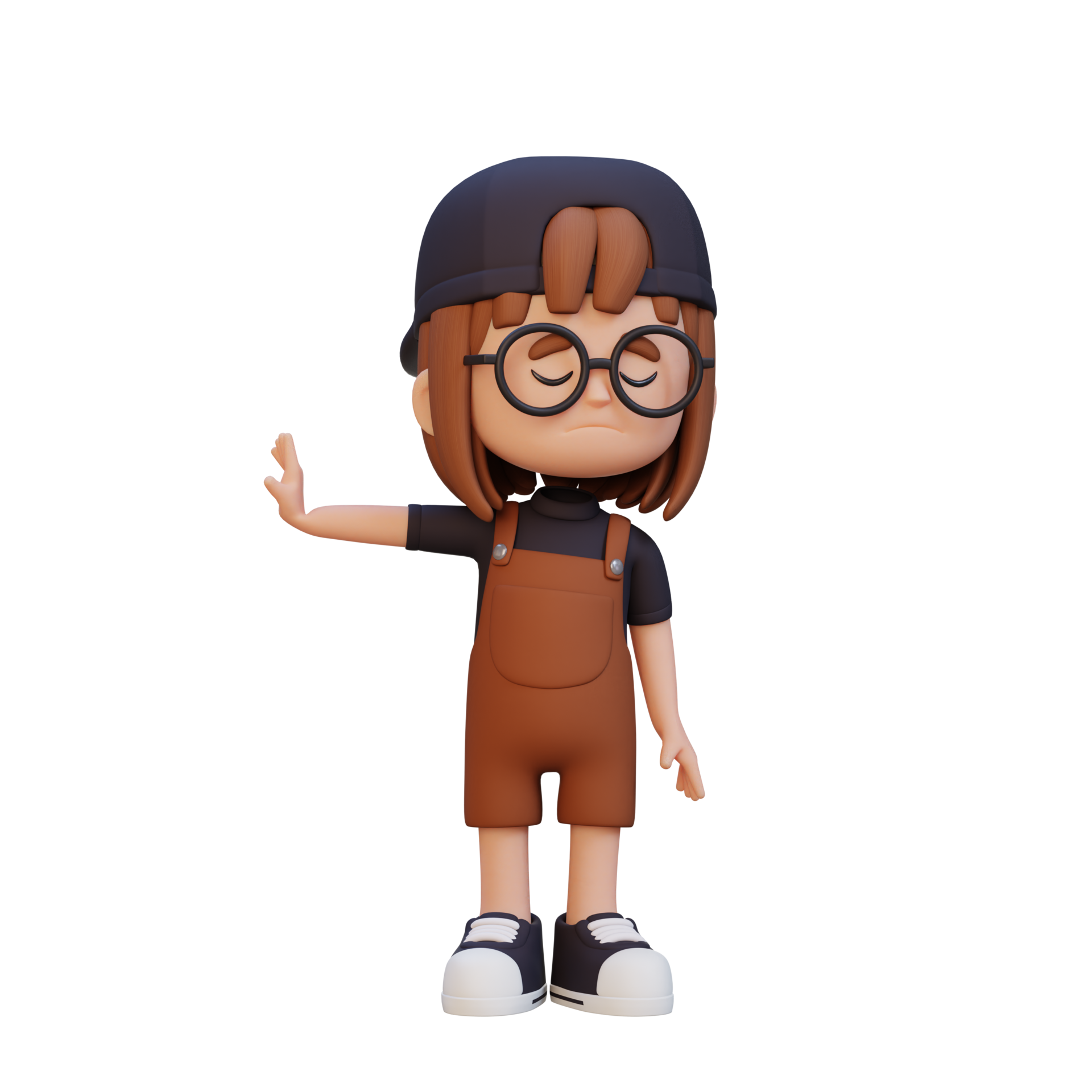 3d Cute Girl Character Rejection Pose 36077672 Png