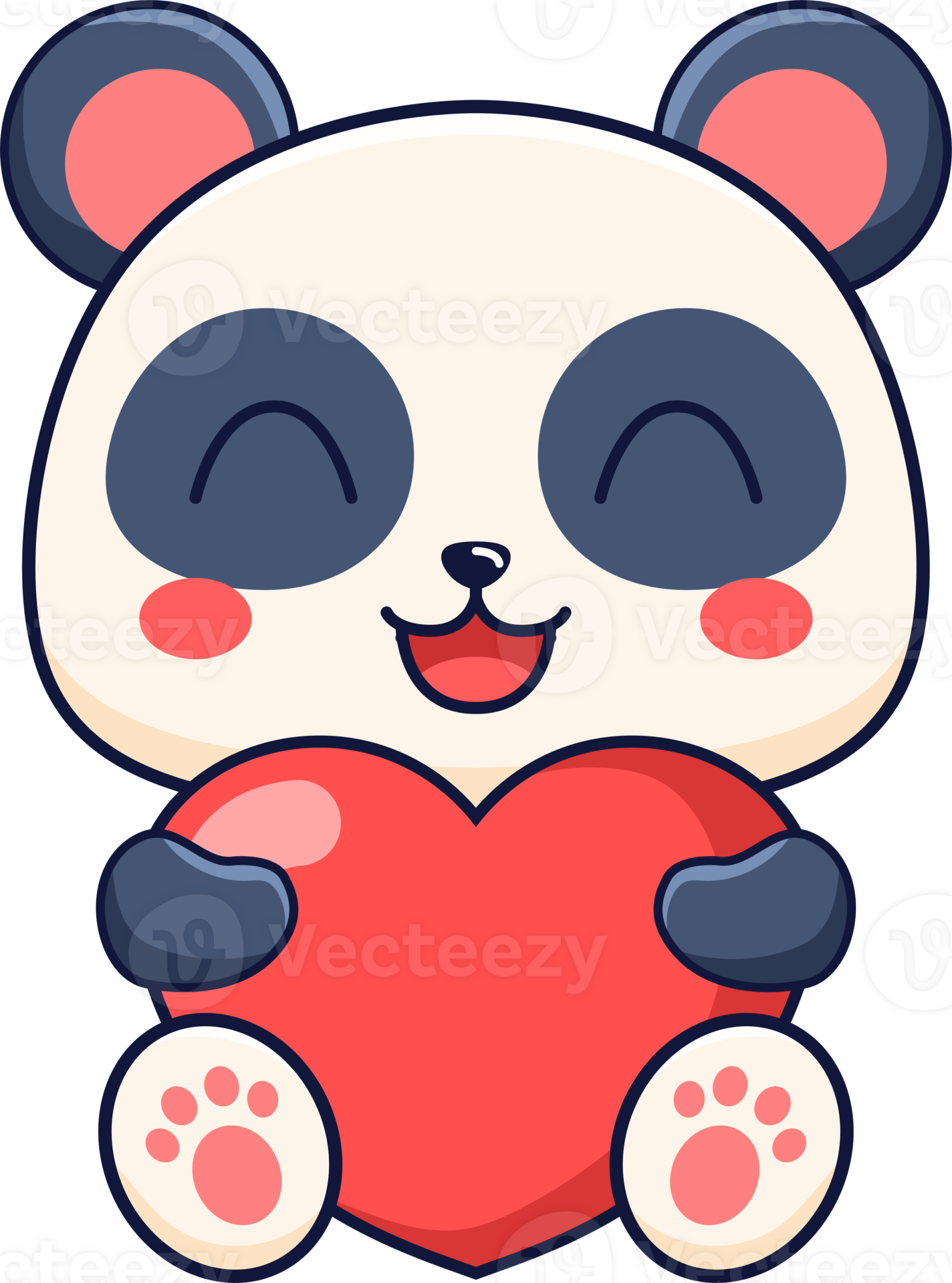 Cute Panda Hugging Heart Cartoon Illustration 36077737 Png