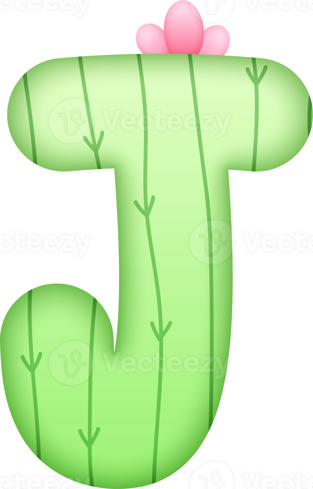 Cactus Alphabet Cute Letter J 36077810 Png