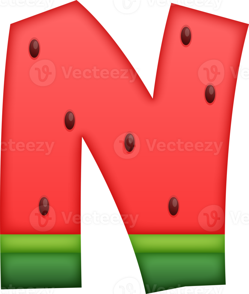 Watermelon Alphabet Cute Letter N 36077834 Png