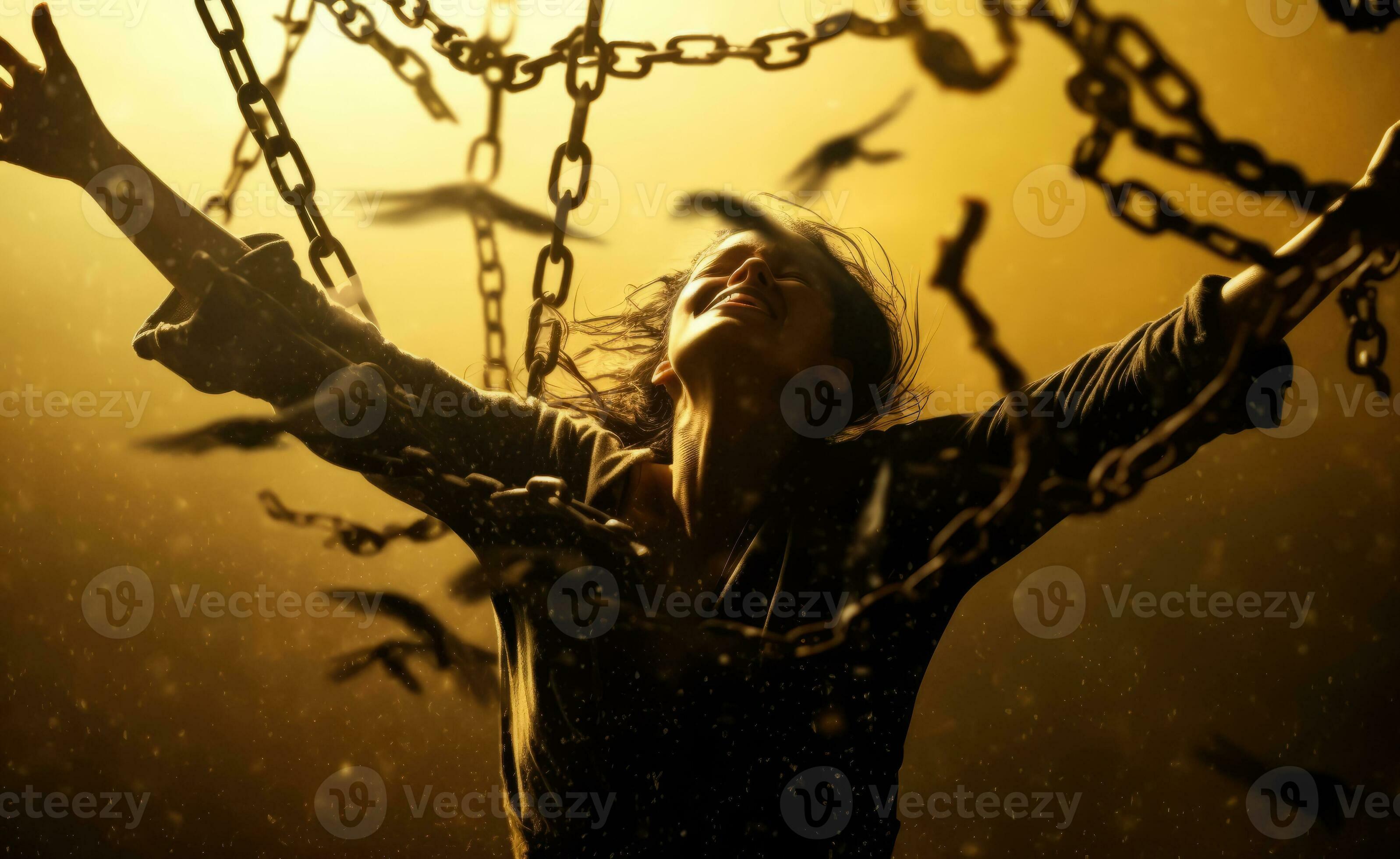 AI generated Empowered Woman - Breaking Chains of Limitation 36080891 Stock Photo at Vecteezy