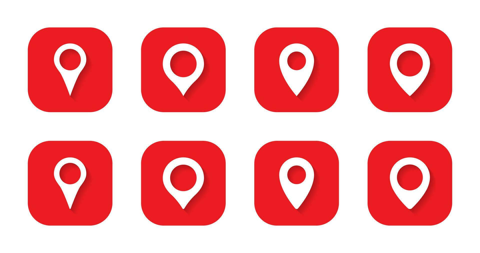 Location marker icon set in red square. Map pin symbol vector 36085301 Vector Art at Vecteezy