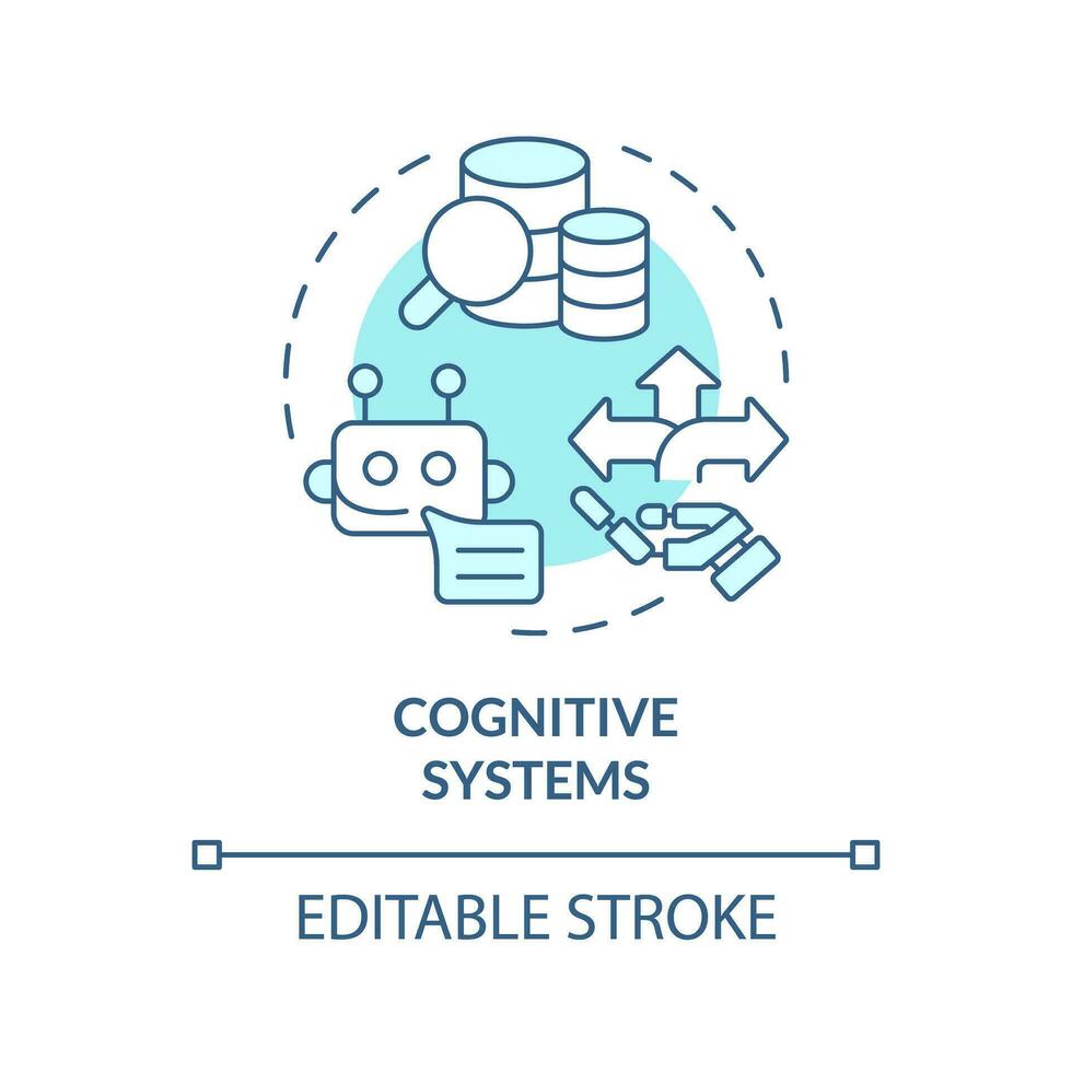 2d Editable Blue Cognitive Systems Icon Monochromatic Isolated Vector