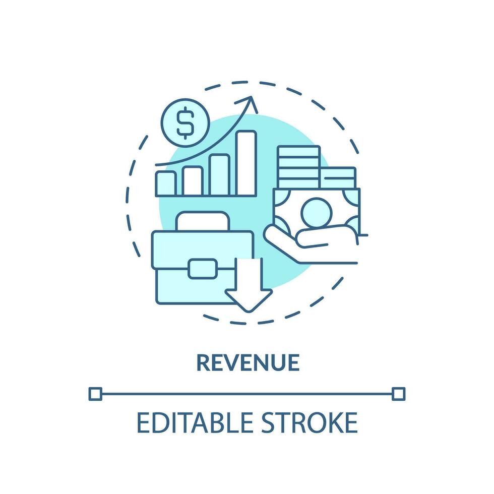 2d Editable Blue Revenue Icon Monochromatic Isolated Vector Thin Line