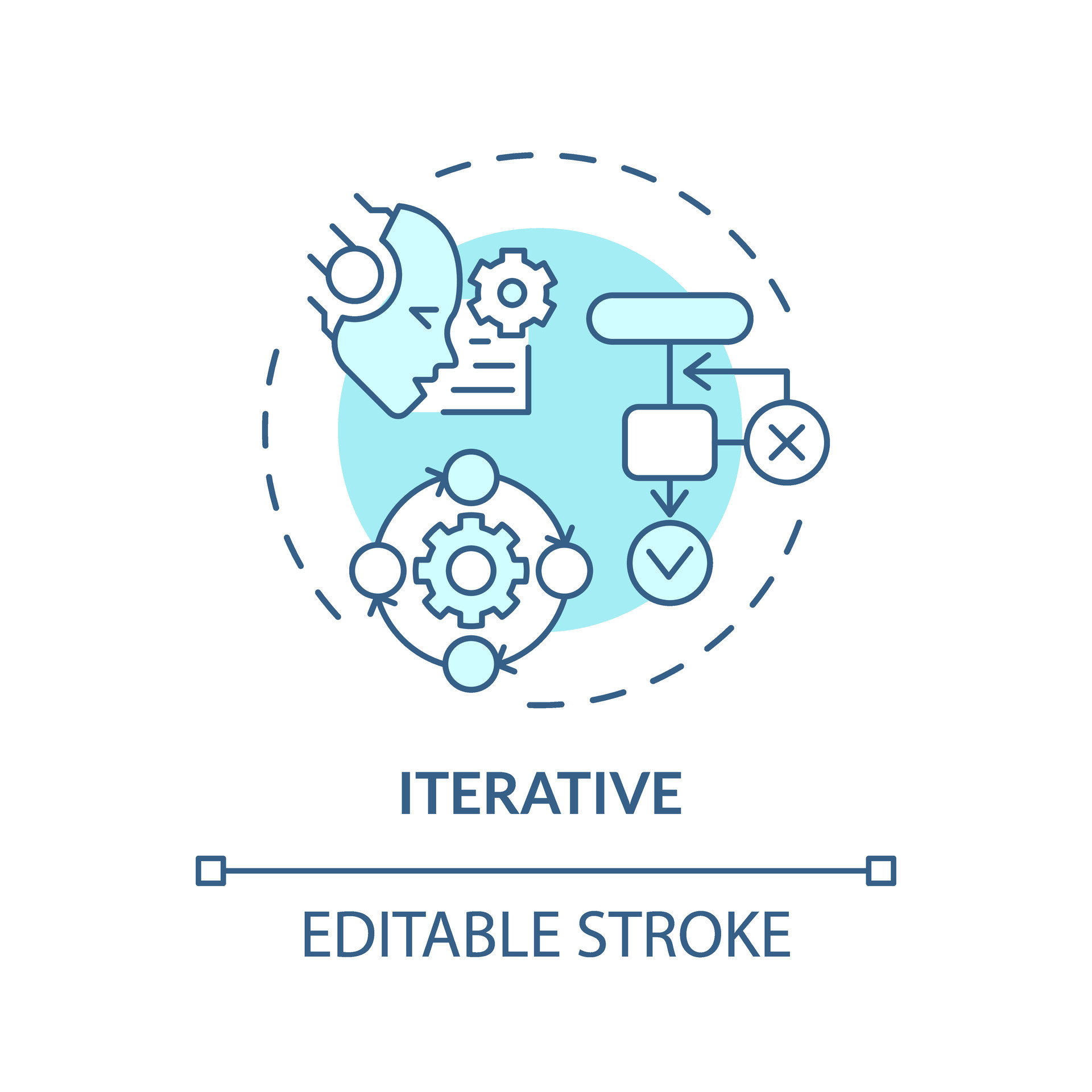 2d Editable Blue Iterative Icon Monochromatic Isolated Vector Thin