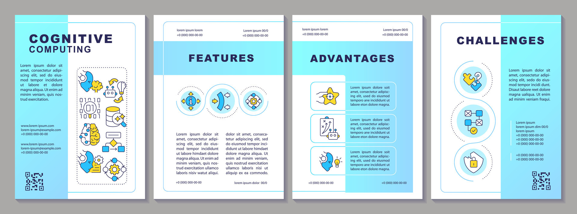 2d Cognitive Computing Creative Brochure Template Leaflet Design With