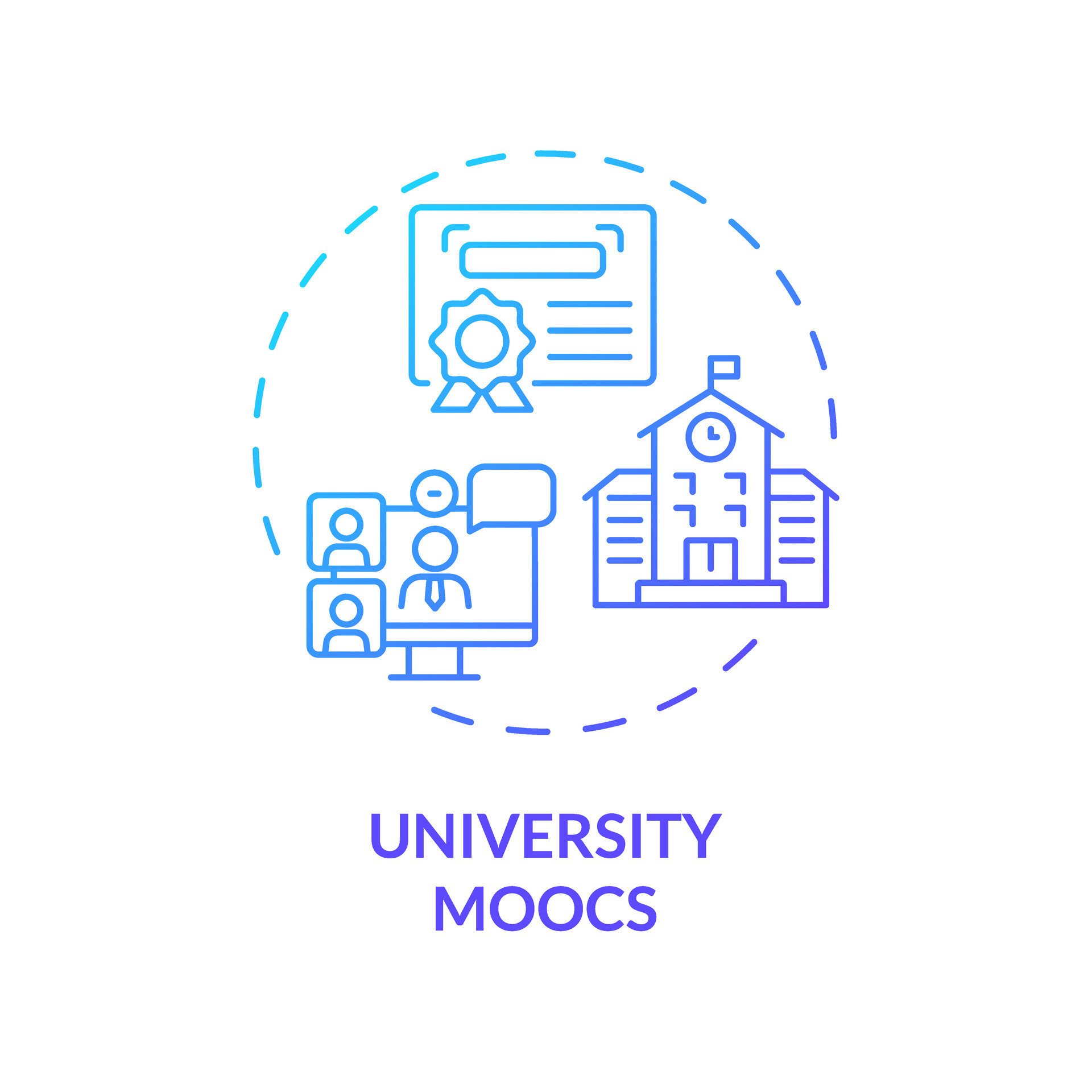 2d Gradient Icon University Moocs Concept Simple Isolated Vector Mooc Blue Thin Line
