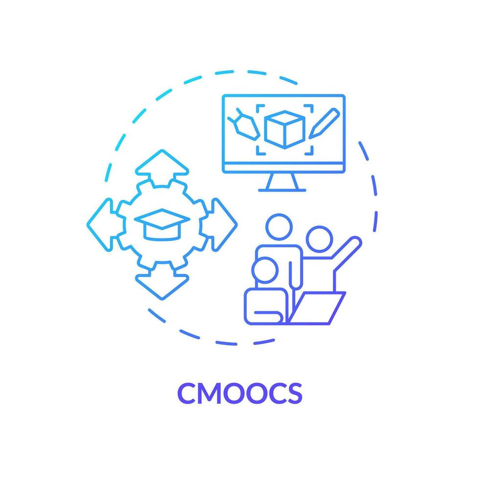 2d Gradient Icon Cmoocs Concept Simple Isolated Vector Mooc Blue Thin