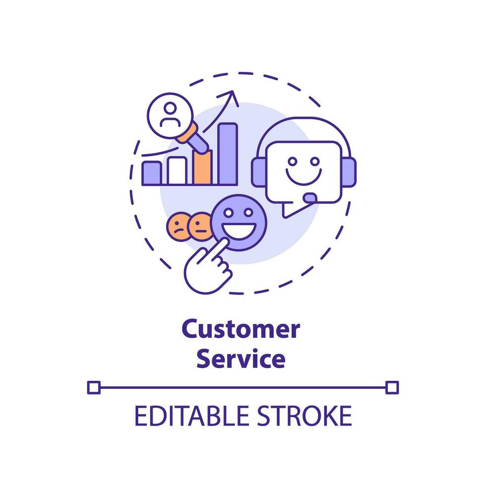 2D editable multicolor icon customer service concept, simple isolated ...