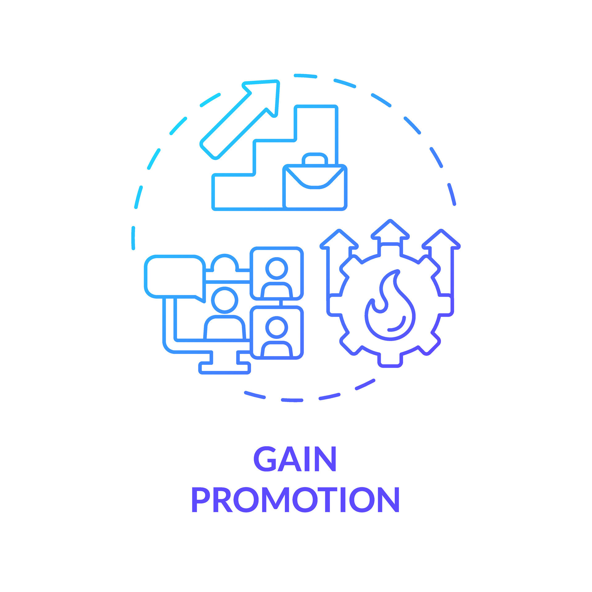 2d Gradient Icon Gain Promotion Concept Simple Isolated Vector Mooc Blue Thin Line