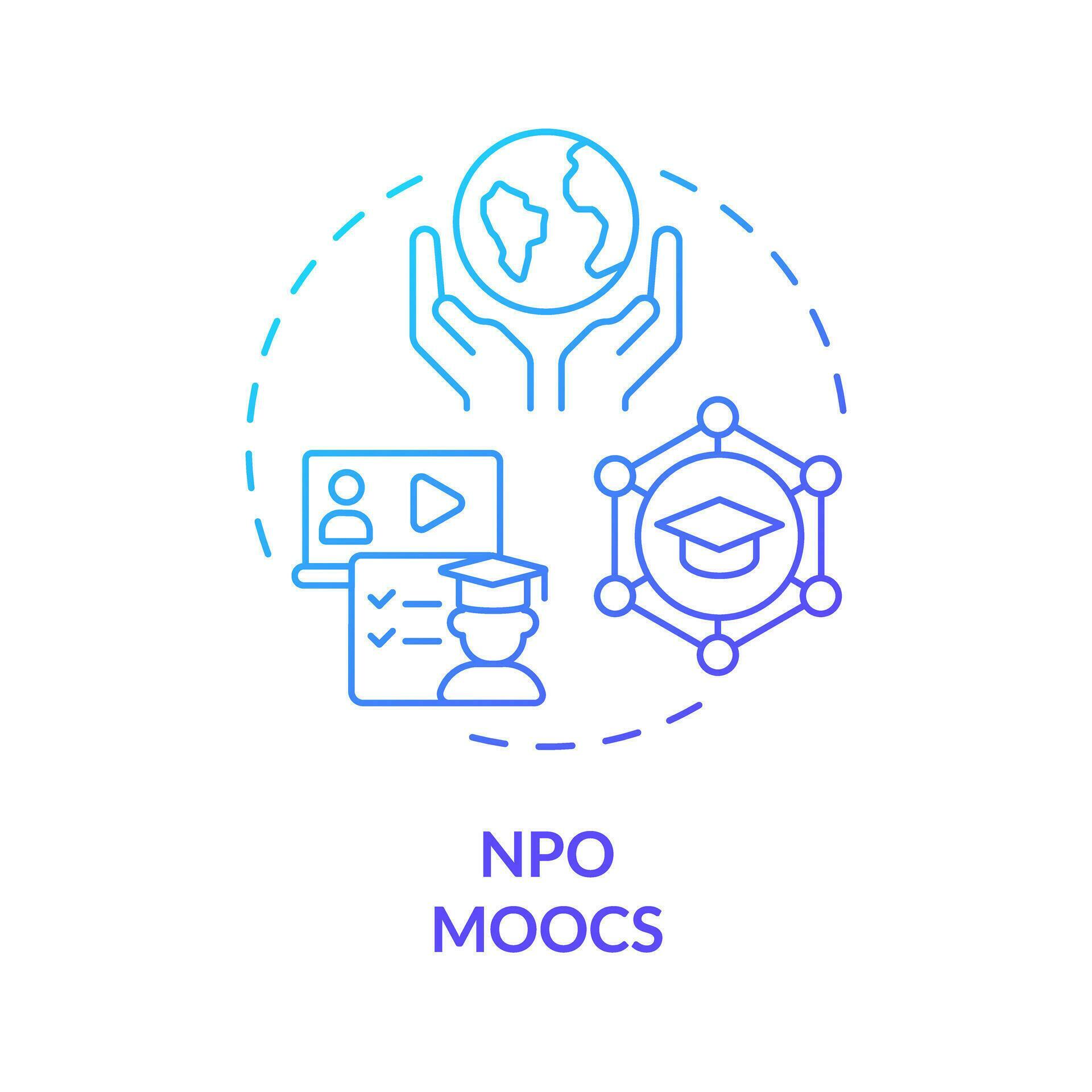 2d Gradient Icon Npo Moocs Concept Simple Isolated Vector Mooc Blue