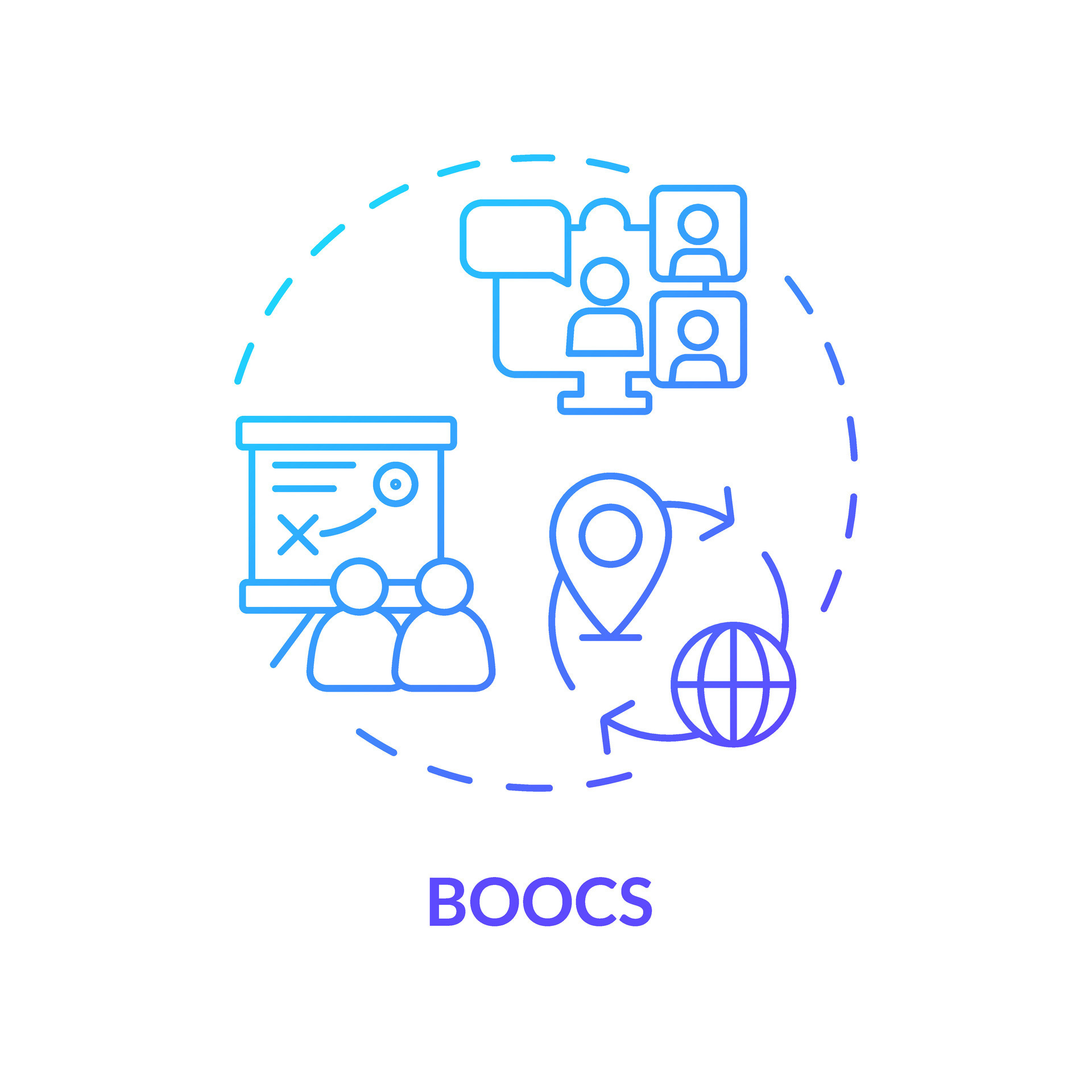 2d Gradient Icon Boocs Concept Simple Isolated Vector Mooc Blue Thin Line Illustration